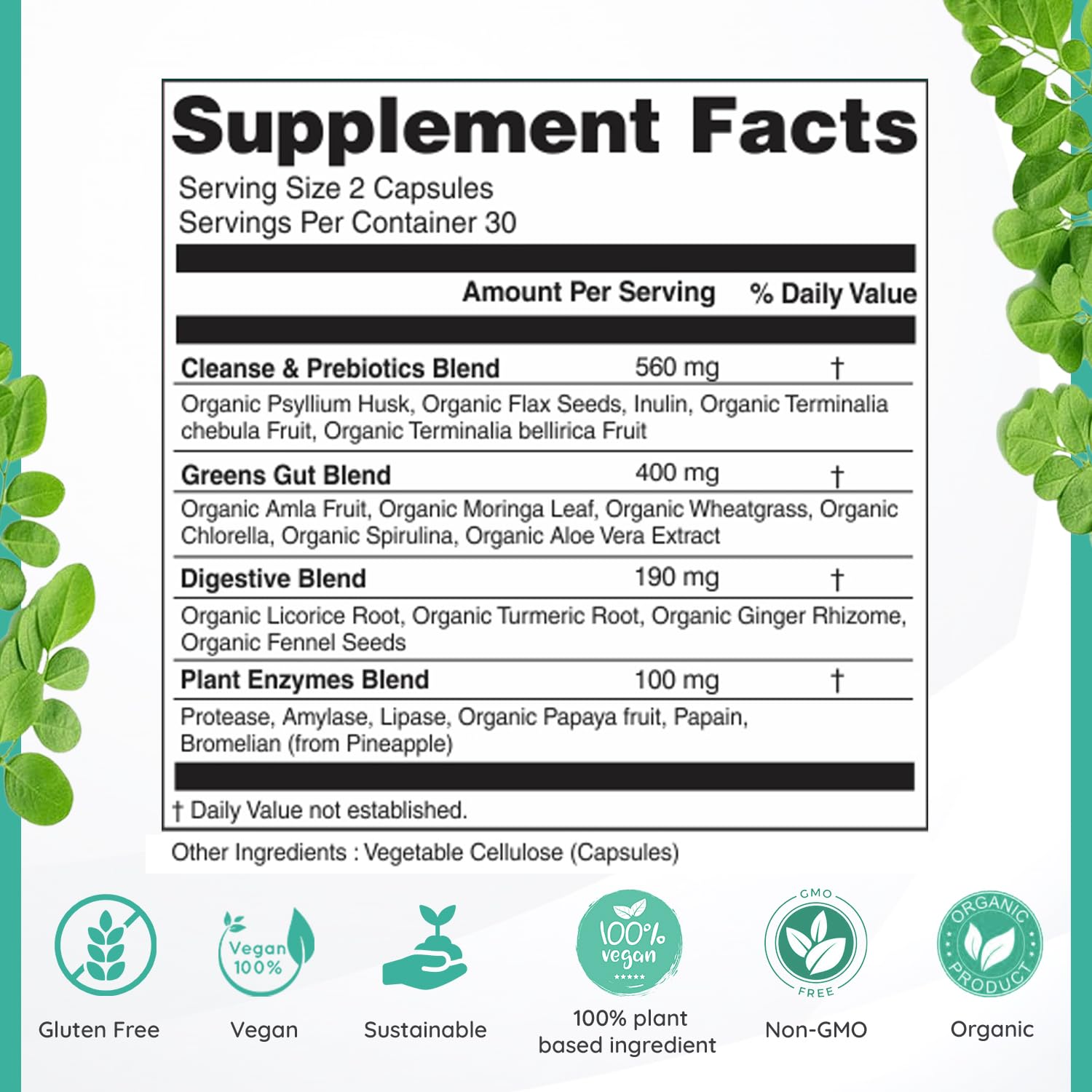 Super Greens Total Gut Health, Digestion & Colon Cleanse Supplement ...