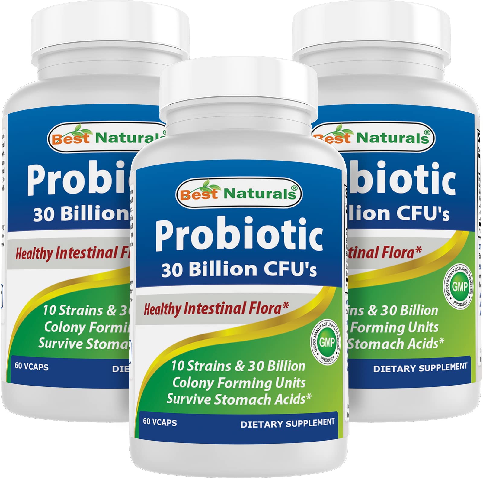 Best Naturals Probiotic 10 Strains & 30 Billion CFU Intestinal Flora ...