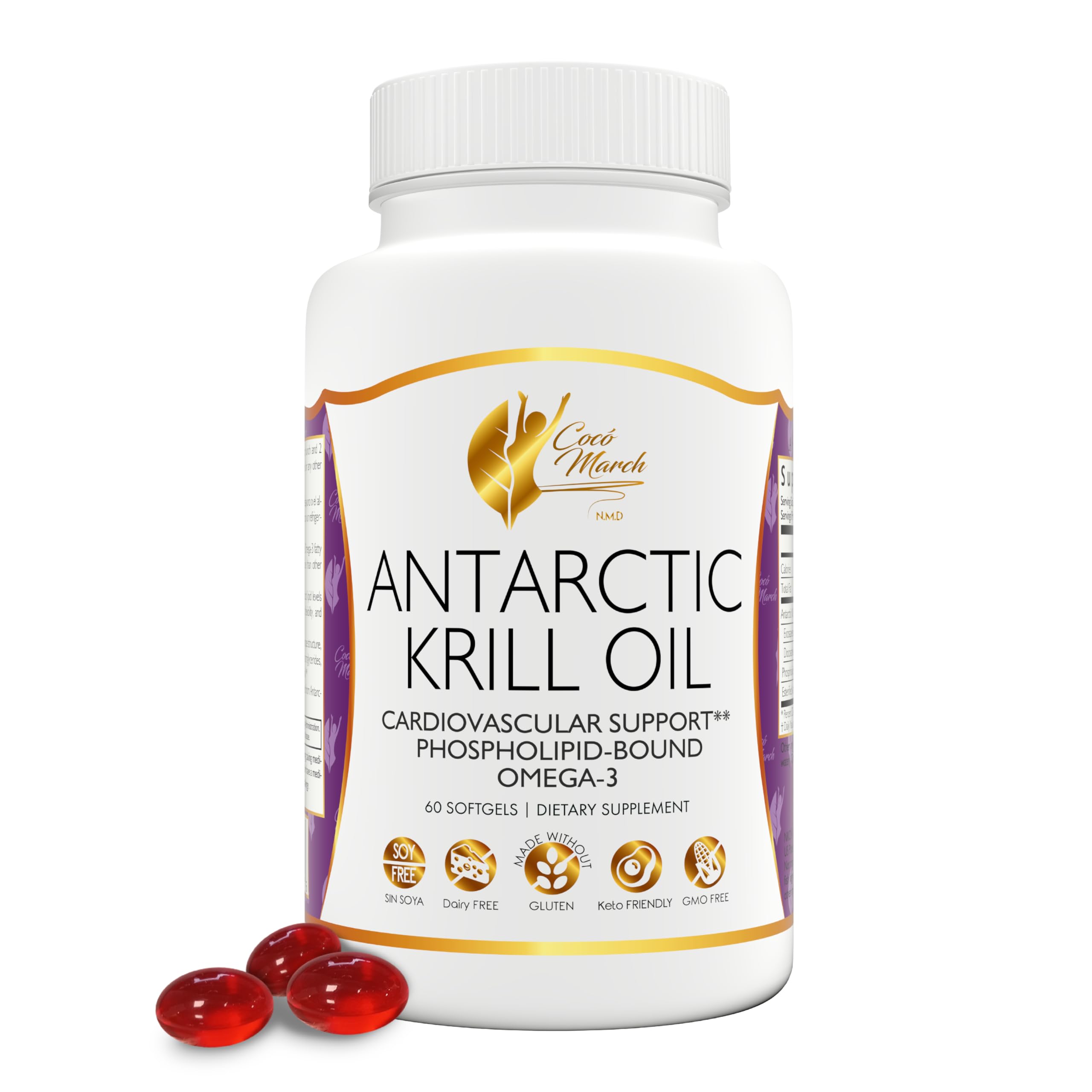 Coco March Pure Antarctic Krill Oil - 1000 mg Phospholipid Bound Marine ...