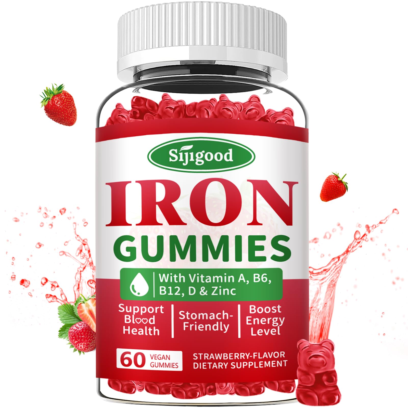 Iron Gummies for Women & Men - Vegan Iron Supplement for Anemia & Iron ...