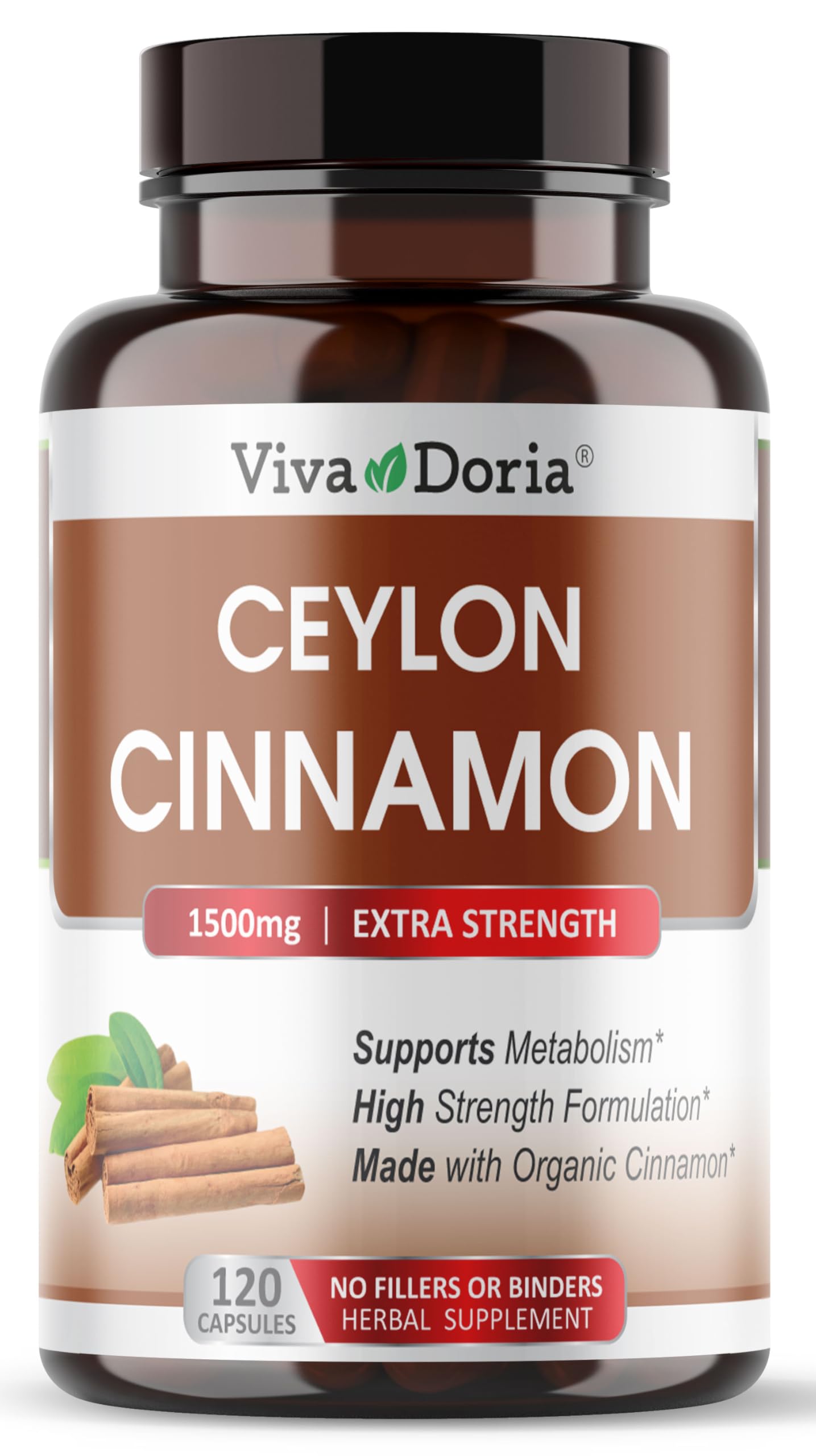 Viva Doria Ceylon Cinnamon, 120 Veggie Capsules, 1500mg Per Serving ...