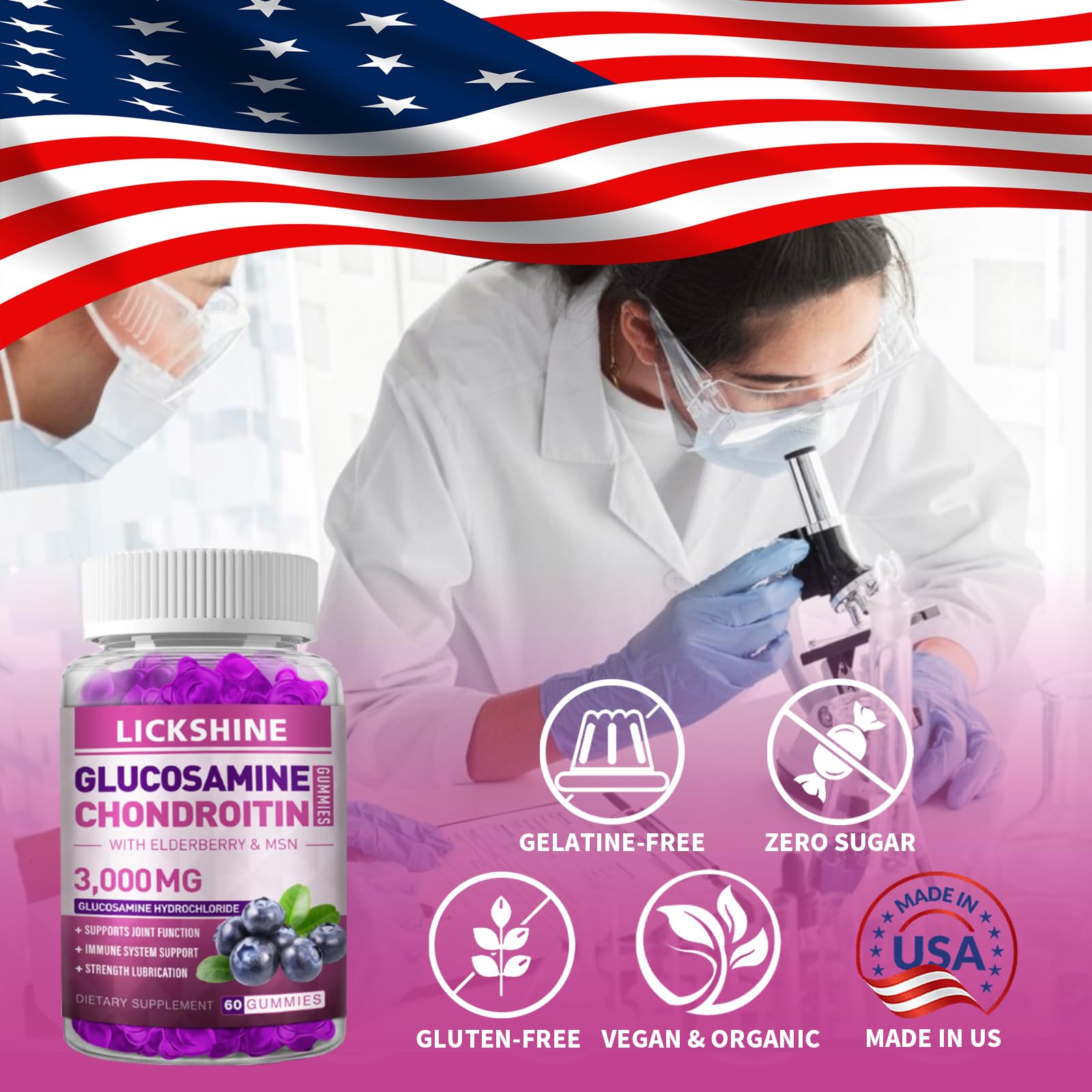 2 Packs 3000MG Glucosamine Chondroitin Gummies with MSM & Elderberry ...