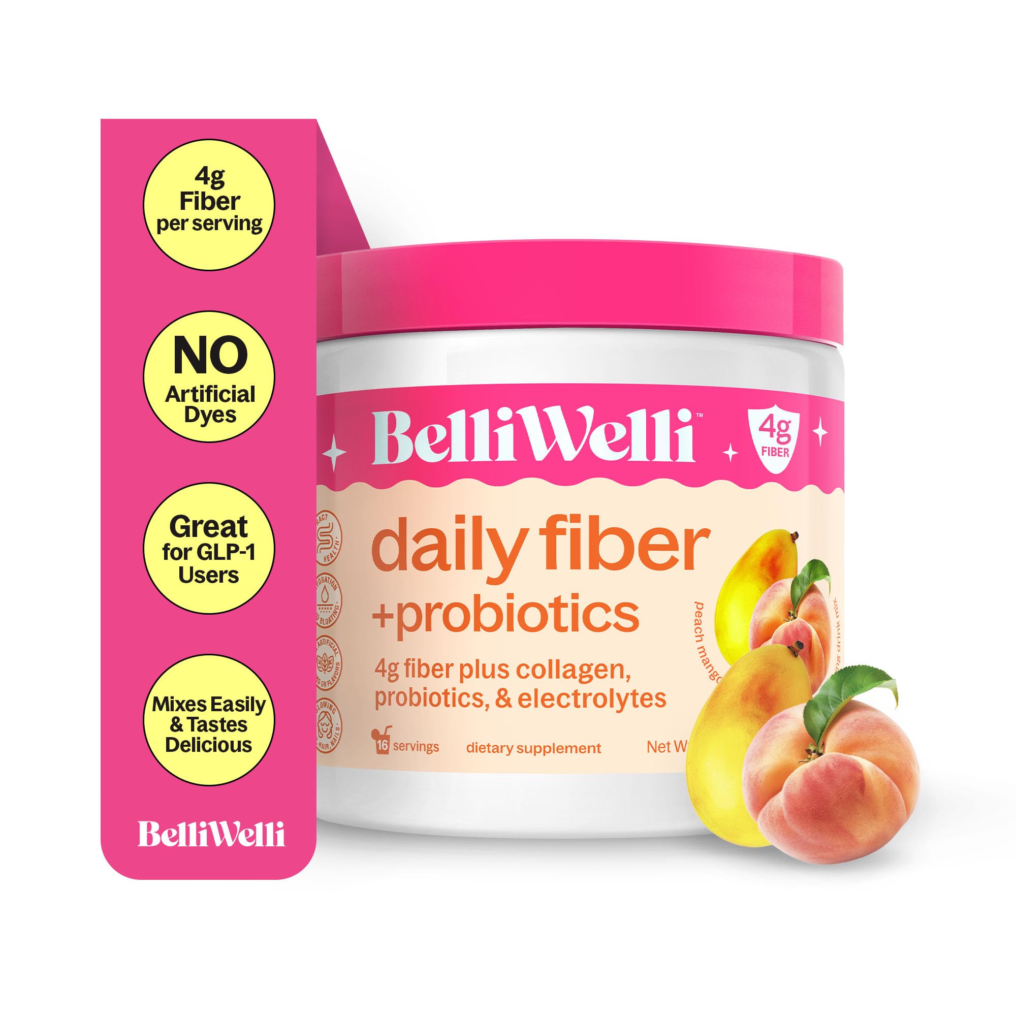 Daily Fiber Supplement Powder with Collagen, Probiotics & Electrolytes ...