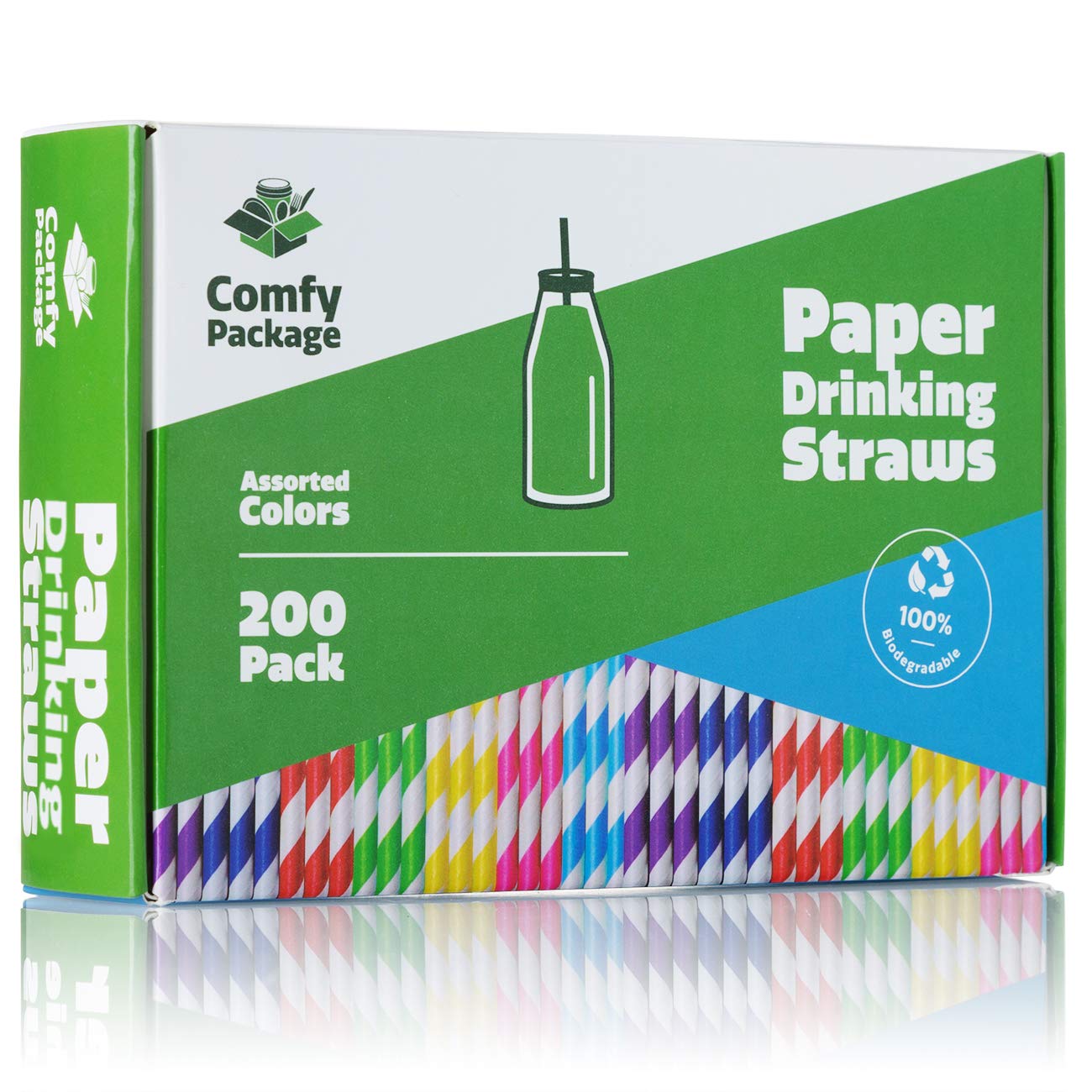 Comfy Package, [200 Pack] Striped Paper Drinking Straws 100% ...