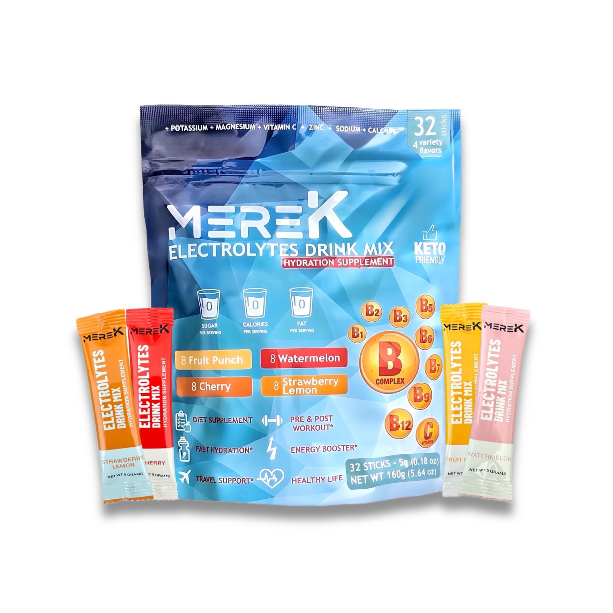 mereK Electrolyte Hydration Powder Supplements 16 Sachets Easy Open ...