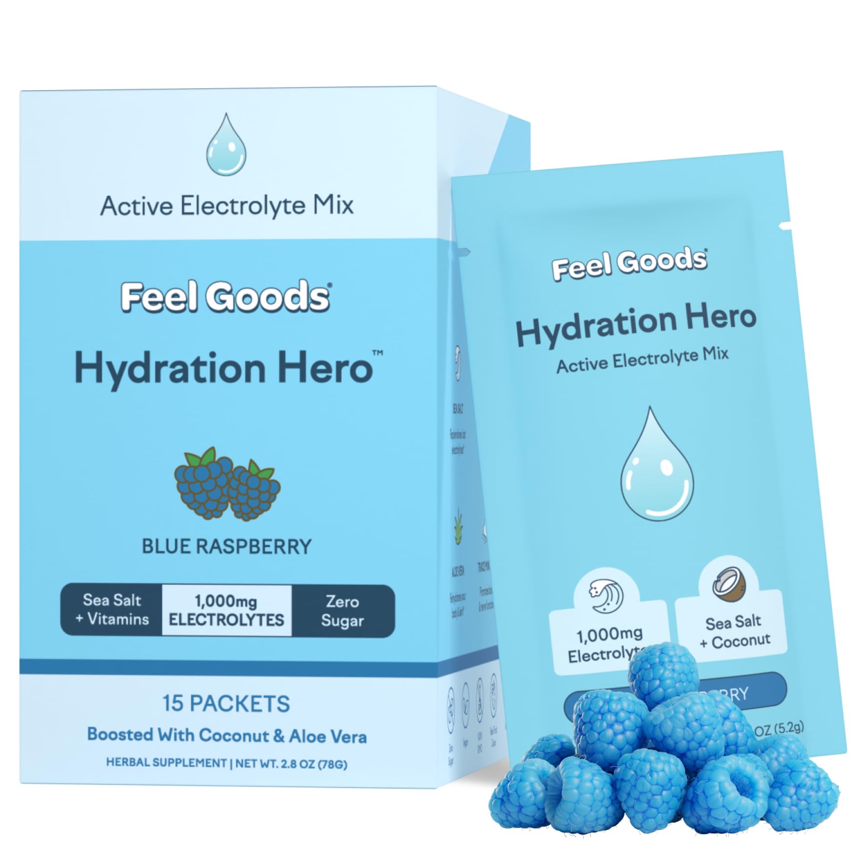 Feel Goods Hydration Hero, 1,000mg Electrolytes Powder, Sugar Free ...