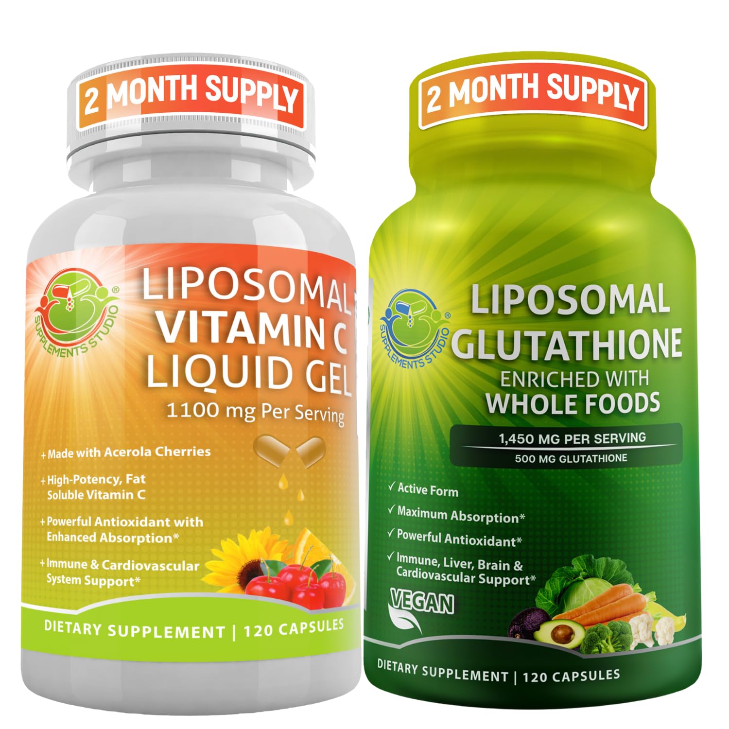 SUPPLEMENTS STUDIO Liposomal Vitamin C 1100mg Liquid Gel Capsules ...