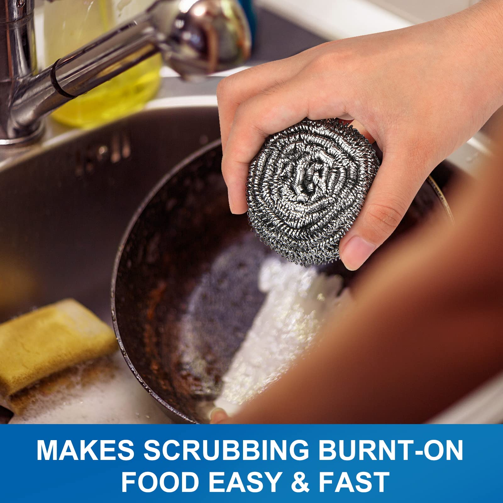10 Pack Stainless Steel Scrubber, Steel Wool Srubber for Scouring ...