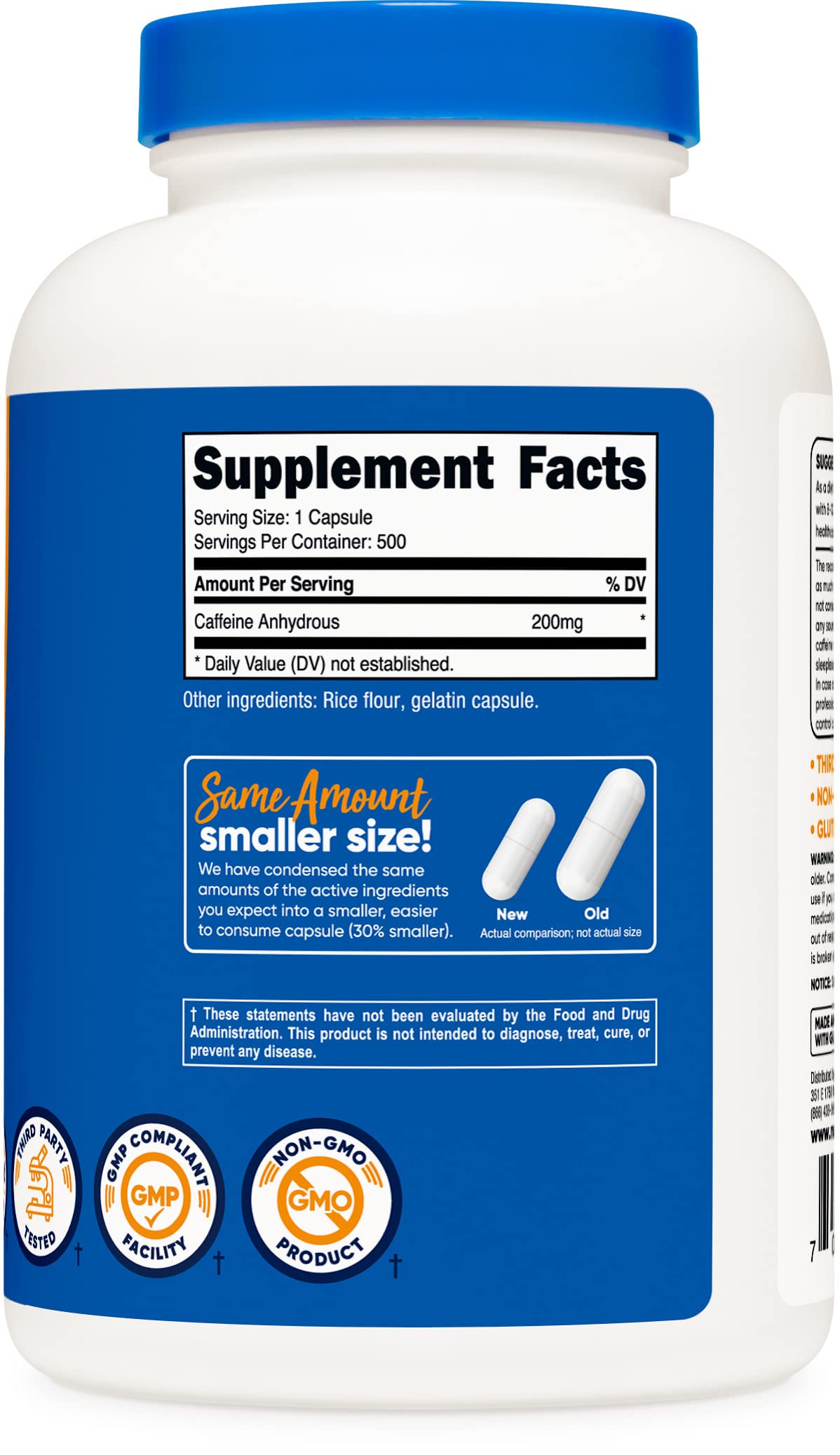 Nutricost Caffeine 500 Capsules, 200mg Per Capsule (2 Bottles) - LifeIRL