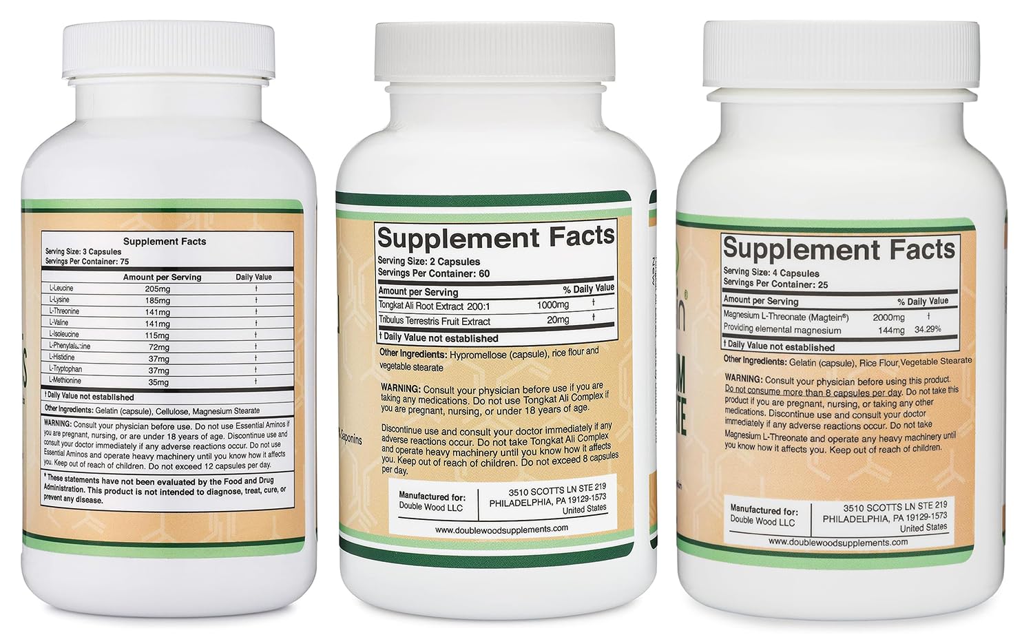 Double Wood Supplements Essential Amino Acids (225 Capsules), Tongkat ...