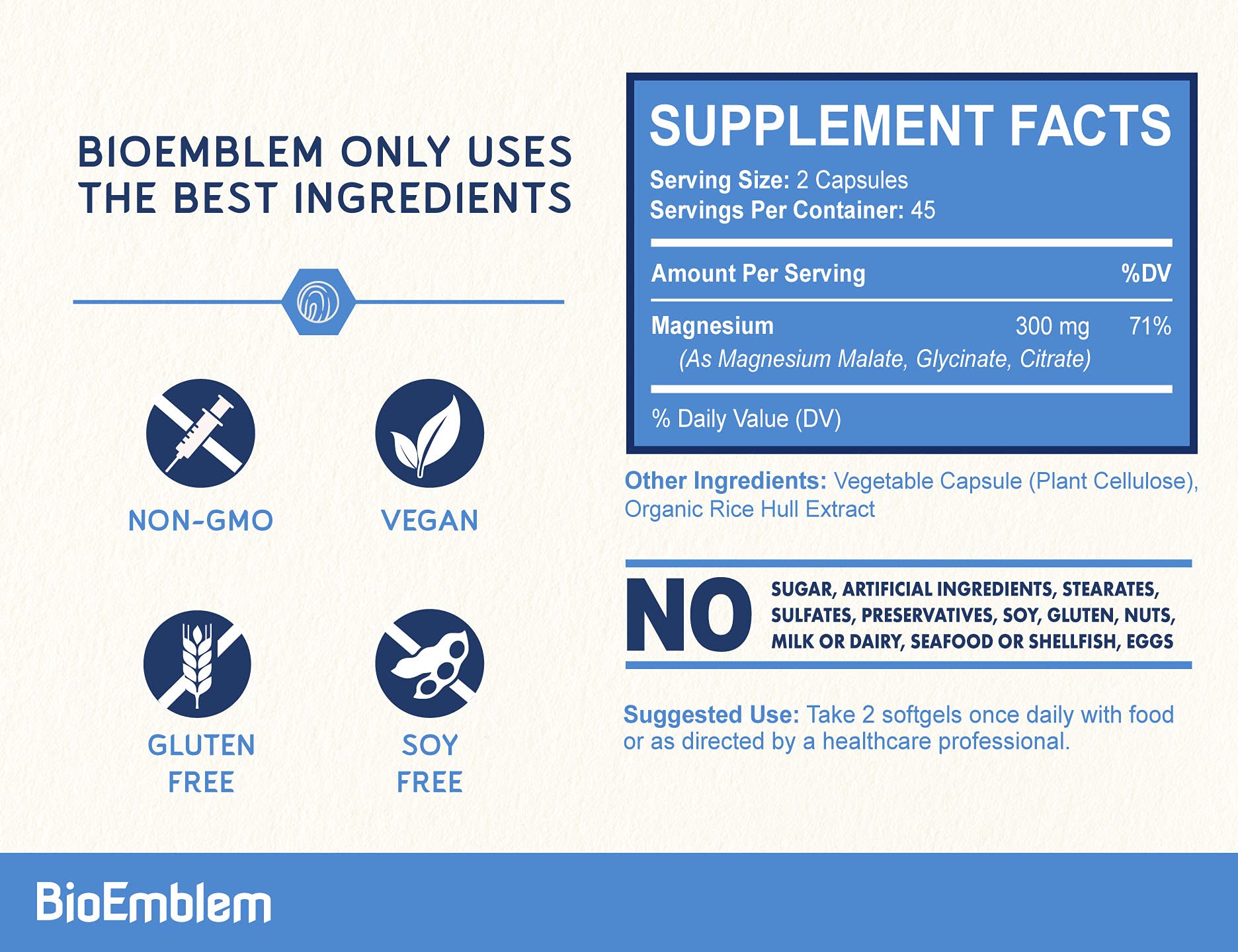 BioEmblem Triple Magnesium Complex 180 Capsules and Vitamin B-Complex ...