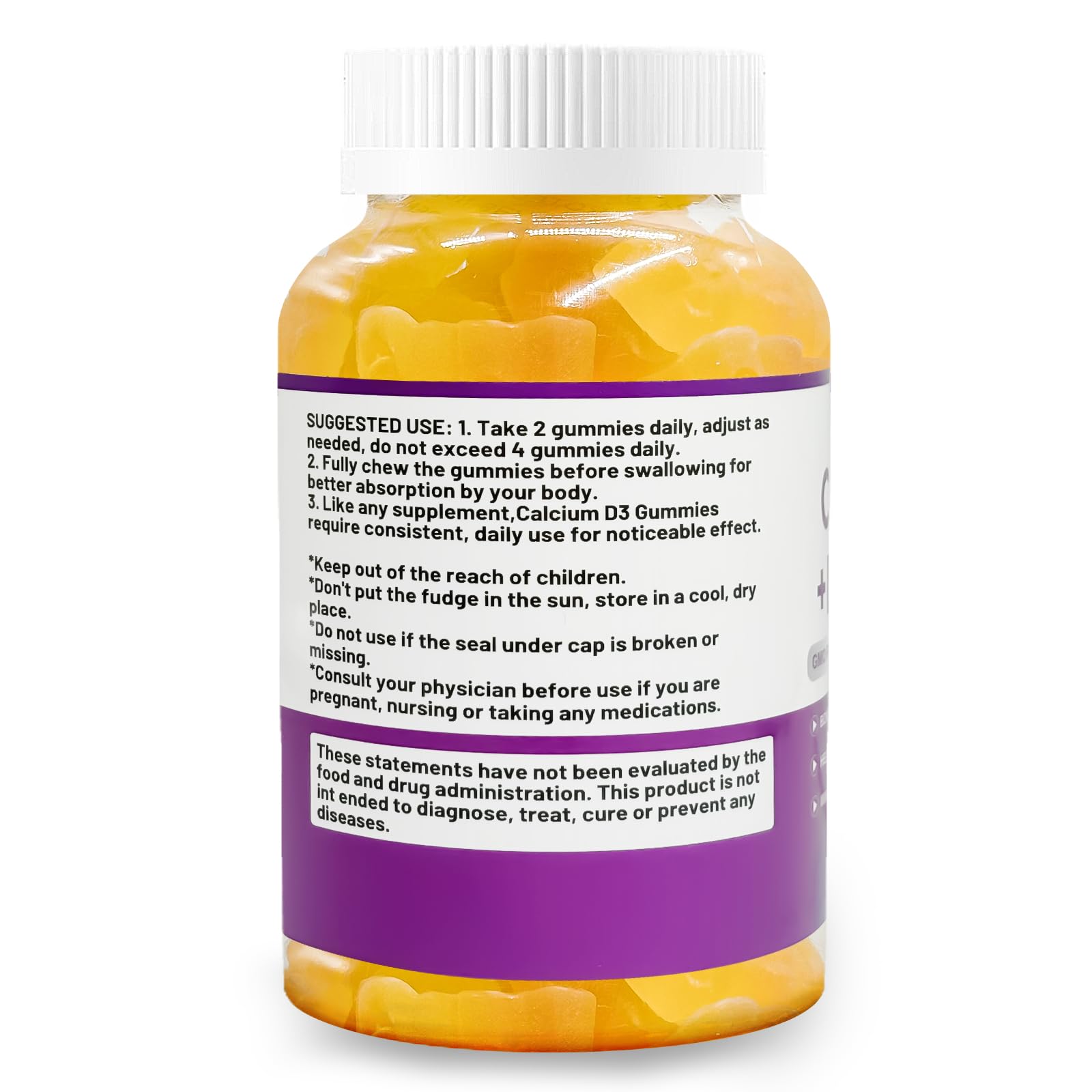Calcium Magnesium Zinc Supplement Gummies D3-90 Tablets Per Bottle ...