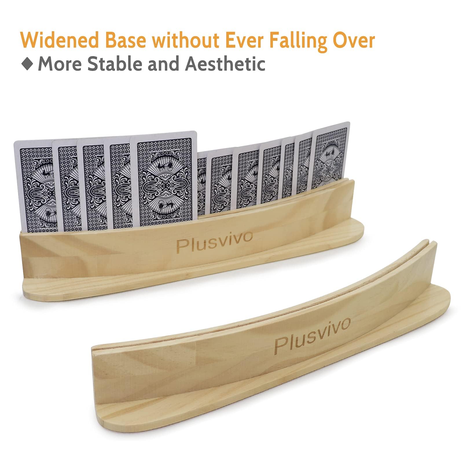 Set of 4 Curved Playing Cards Holders for Seniors Adults - Soild Wood ...