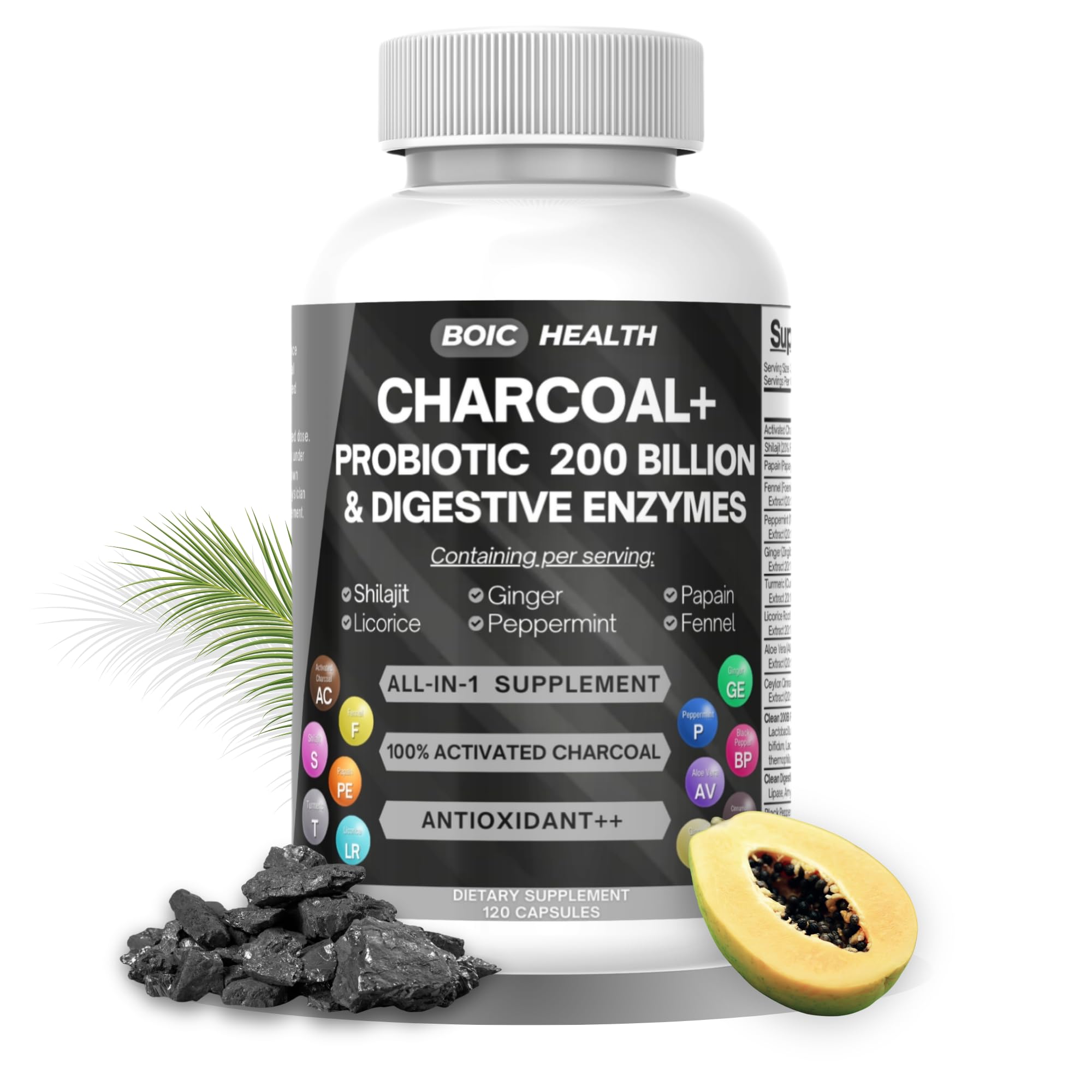 Activated Charcoal Capsules – Extra Strength with Shilajit, 200 Billion ...