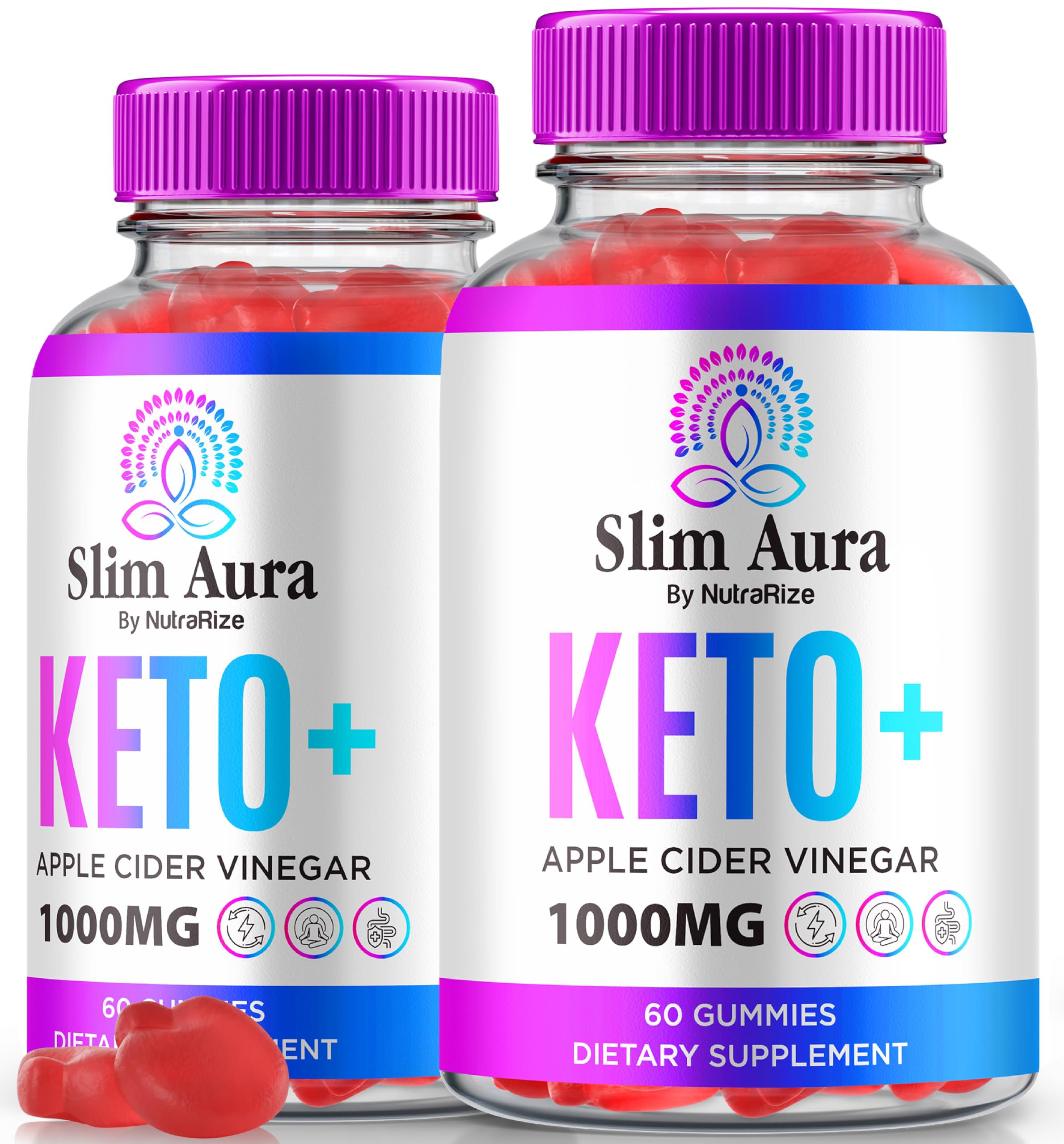 (2 Pack) Slim Aura Keto ACV Gummies, Official Slim Aura Keto Gummies ...