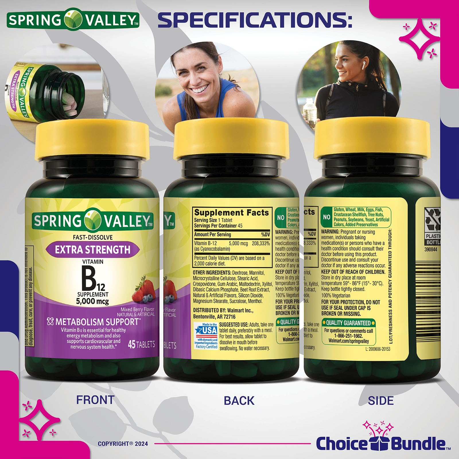 Spring Valley Extra Strength Vitamin B12 Metabolism Support Fast ...