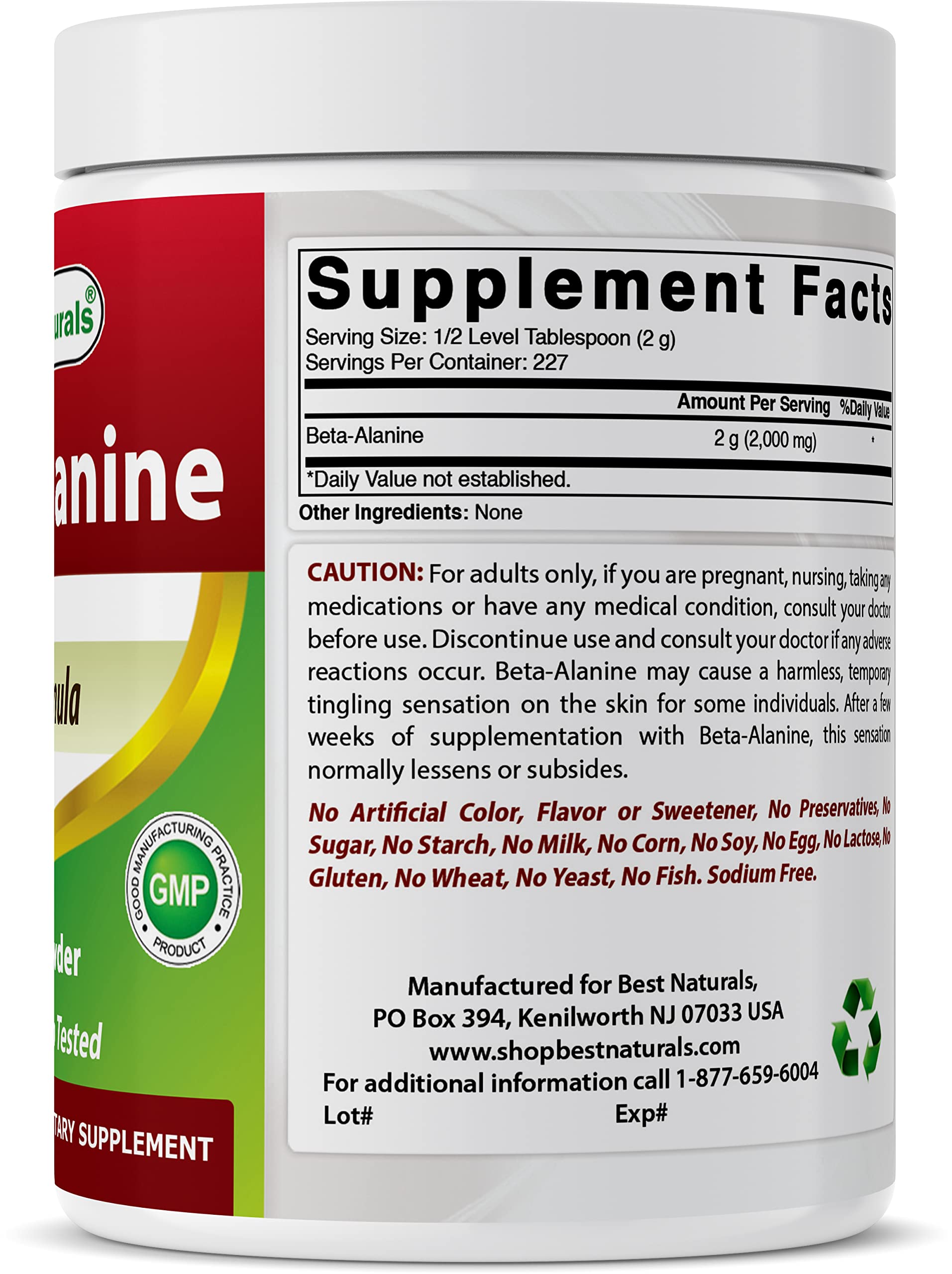Best Naturals Beta Alanine Pure Powder 1 Pound (1 LB (Pack of 2)) 227 ...