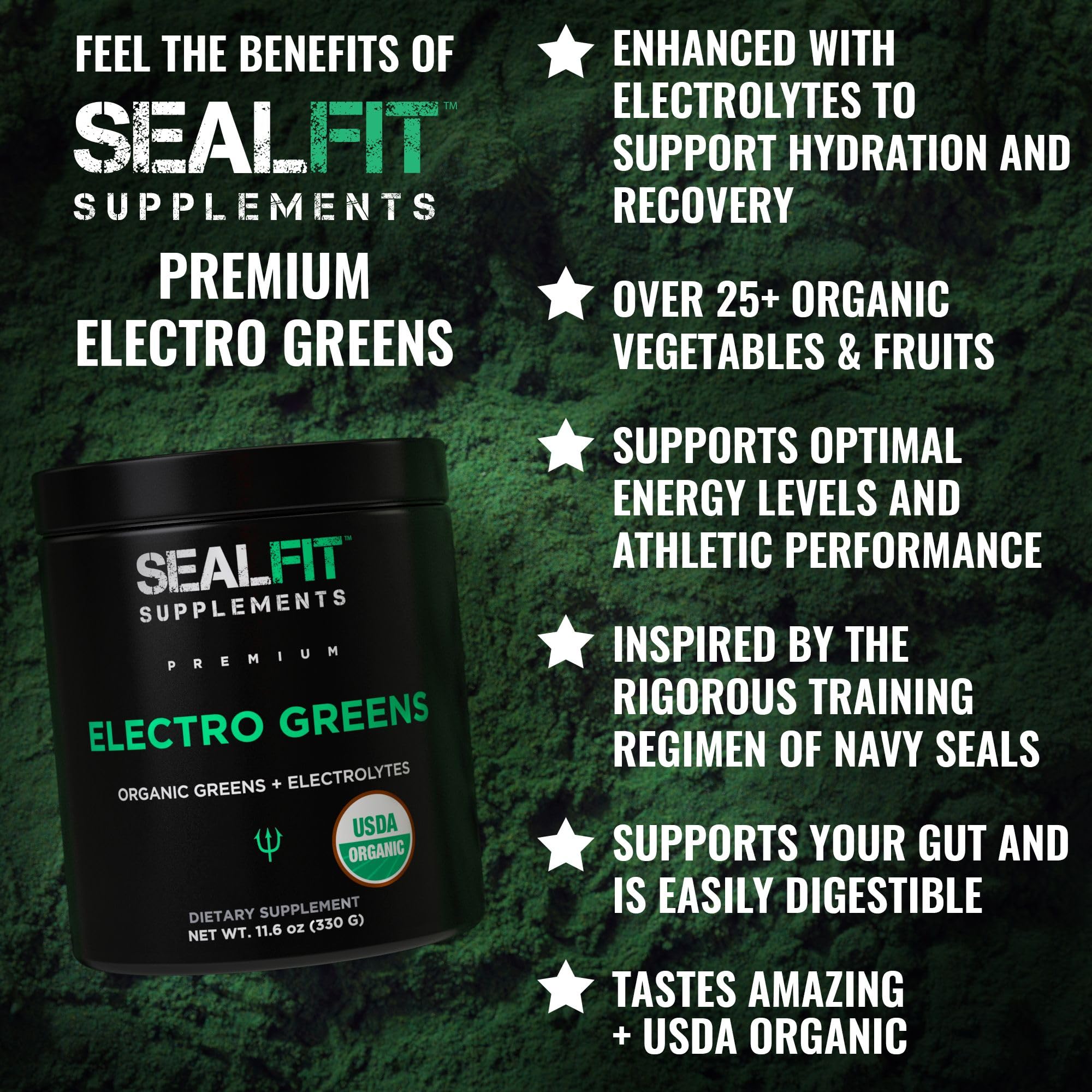 SEALFIT ElectroGreens - USDA Organic Greens Superfood + Electrolytes ...