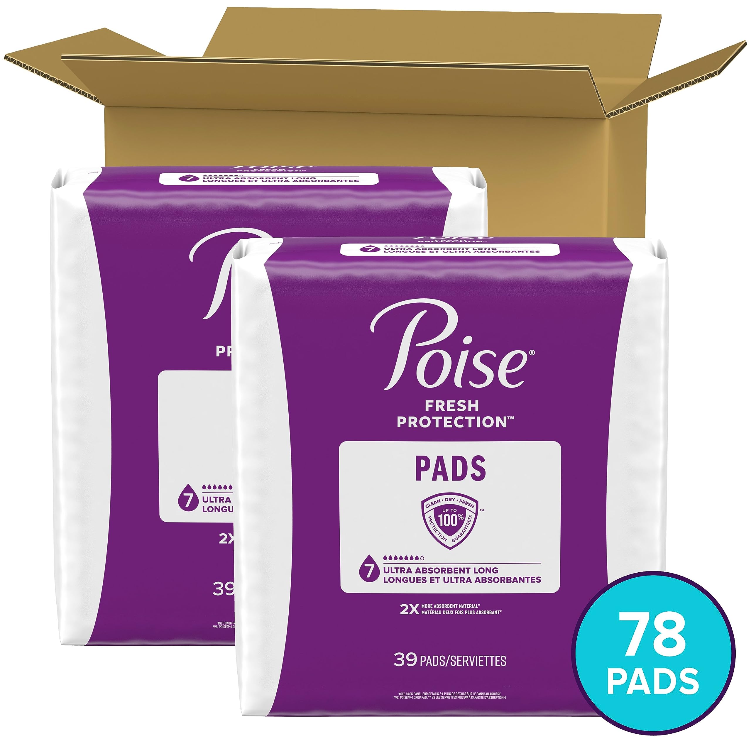 Poise Incontinence Pads & Postpartum Incontinence Pads, 7 Drop Ultra ...