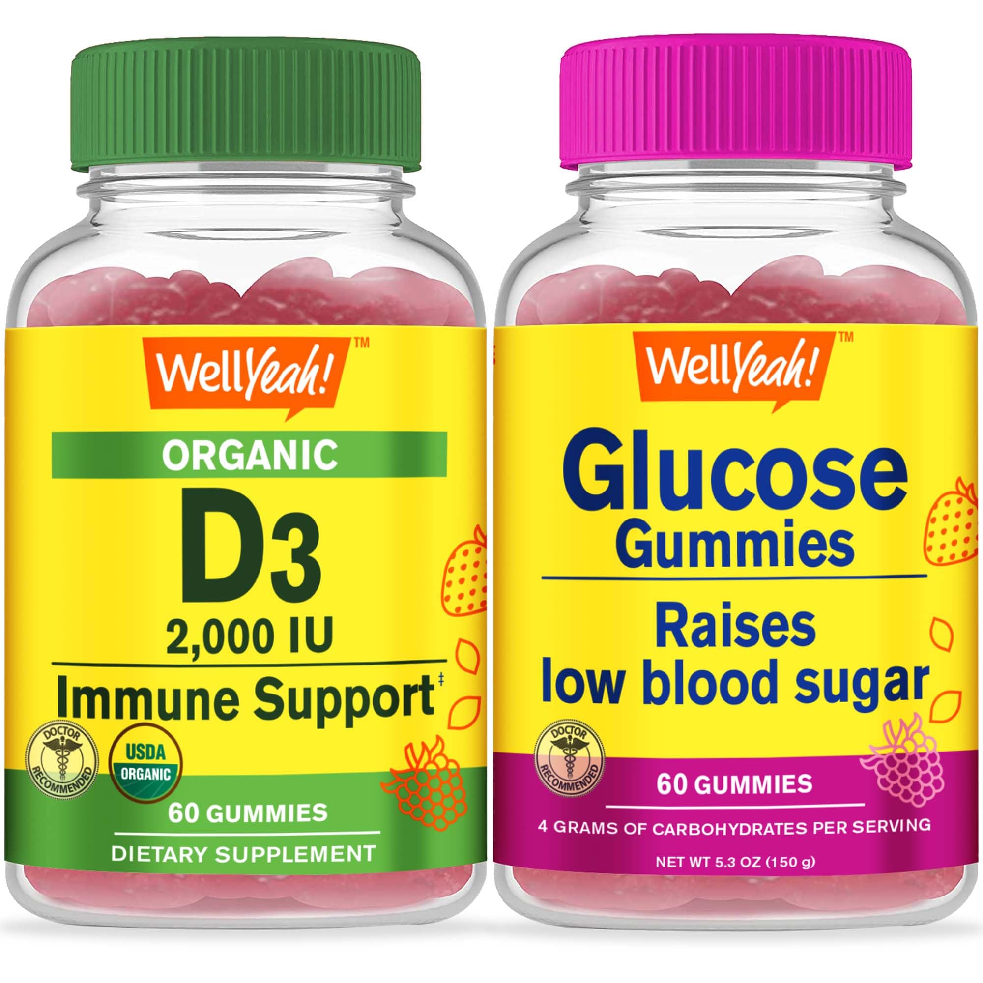 Organic Vitamin D3 + Glucose, Gummies Bundle - Great Tasting, Vitamin ...