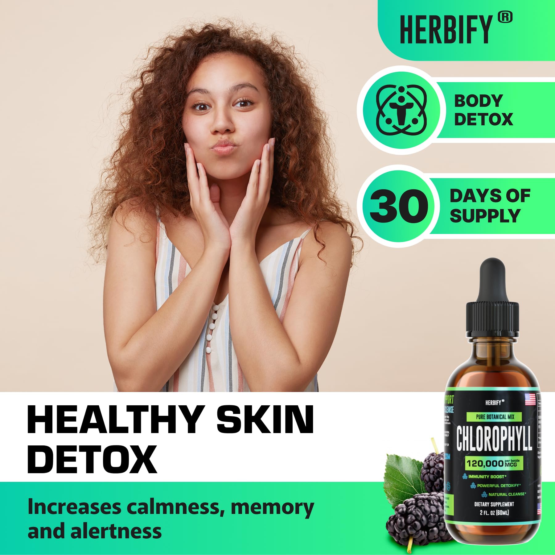 HERBIFY Chlorophyll Drops - Liquid Chlorophyll for Energy Boost ...