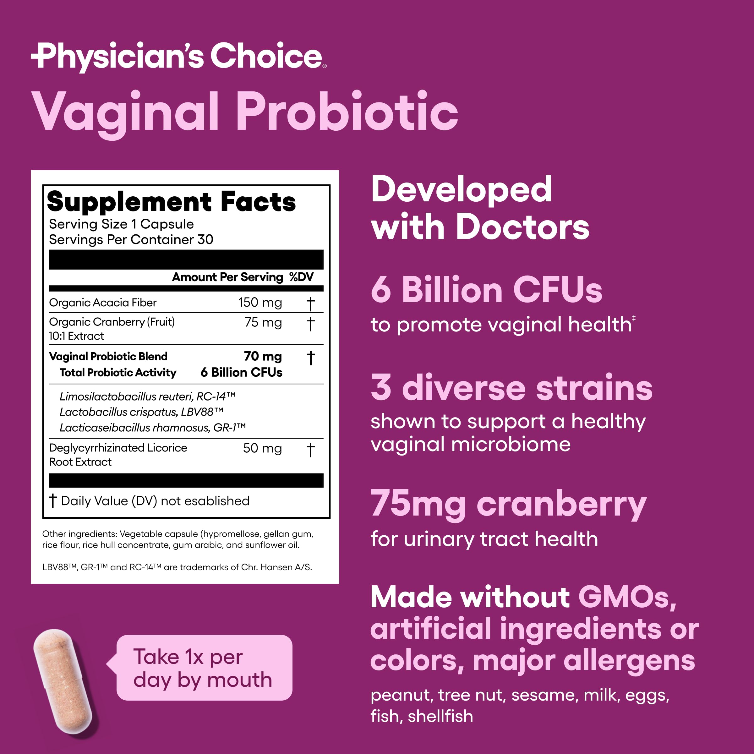 Physician's CHOICE Vaginal Probiotic + 60 Billion probiotic 30ct Bundle ...