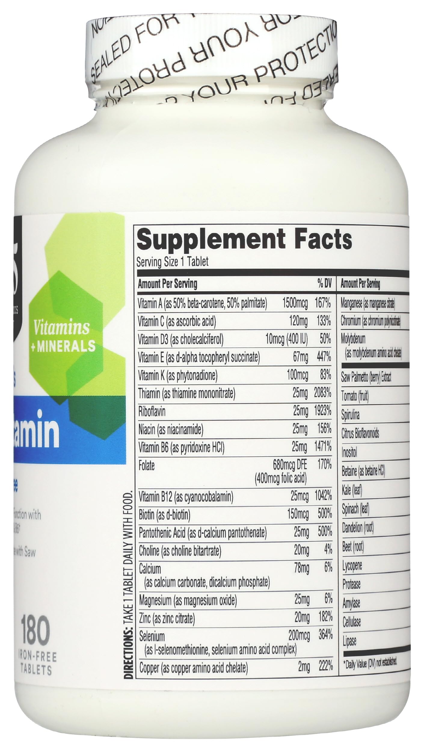 365 by Whole Foods Market, Men's One Daily Multivitamin Tablets, 180 ...