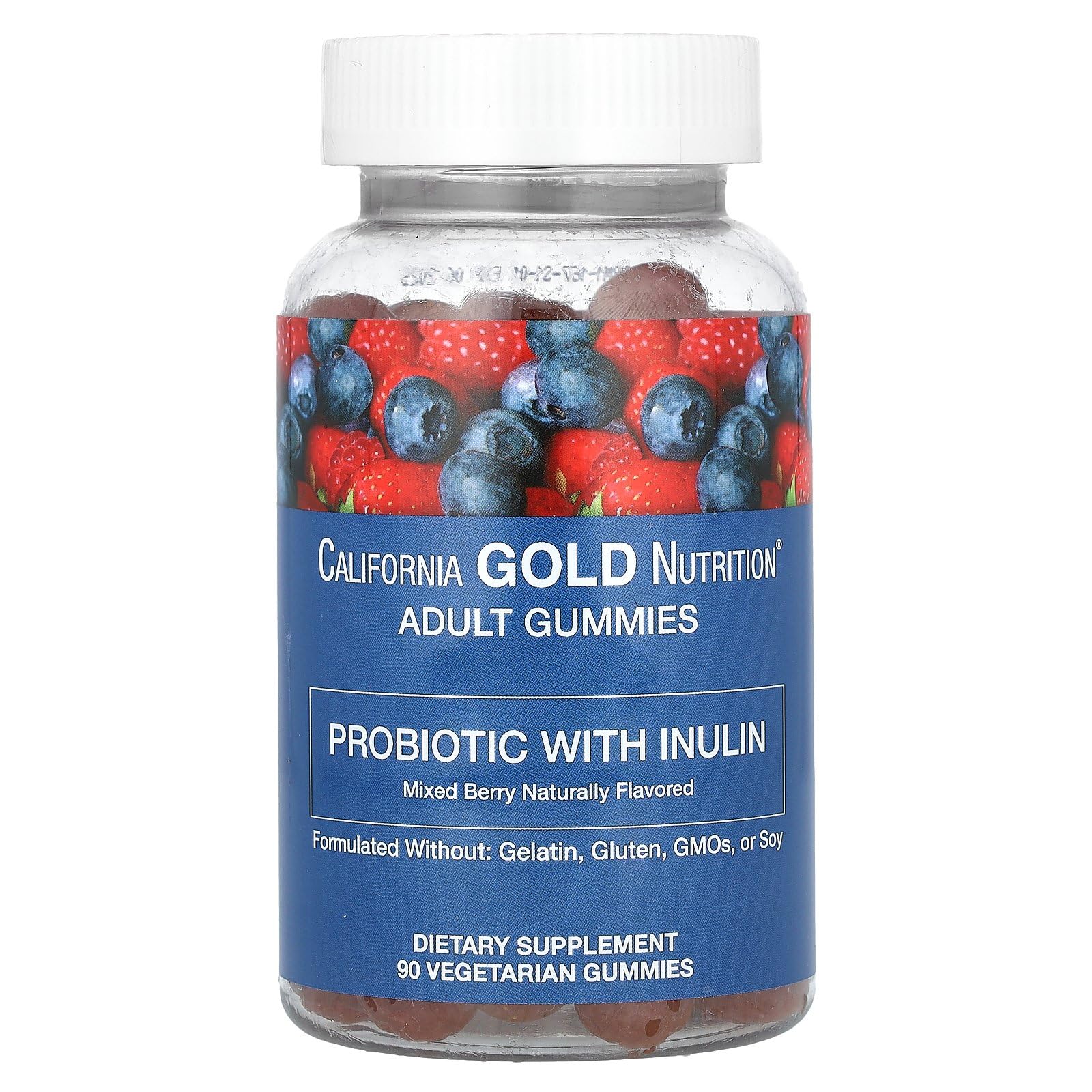California Gold Nutrition Probiotic with Inulin Gummies, Natural Mixed ...