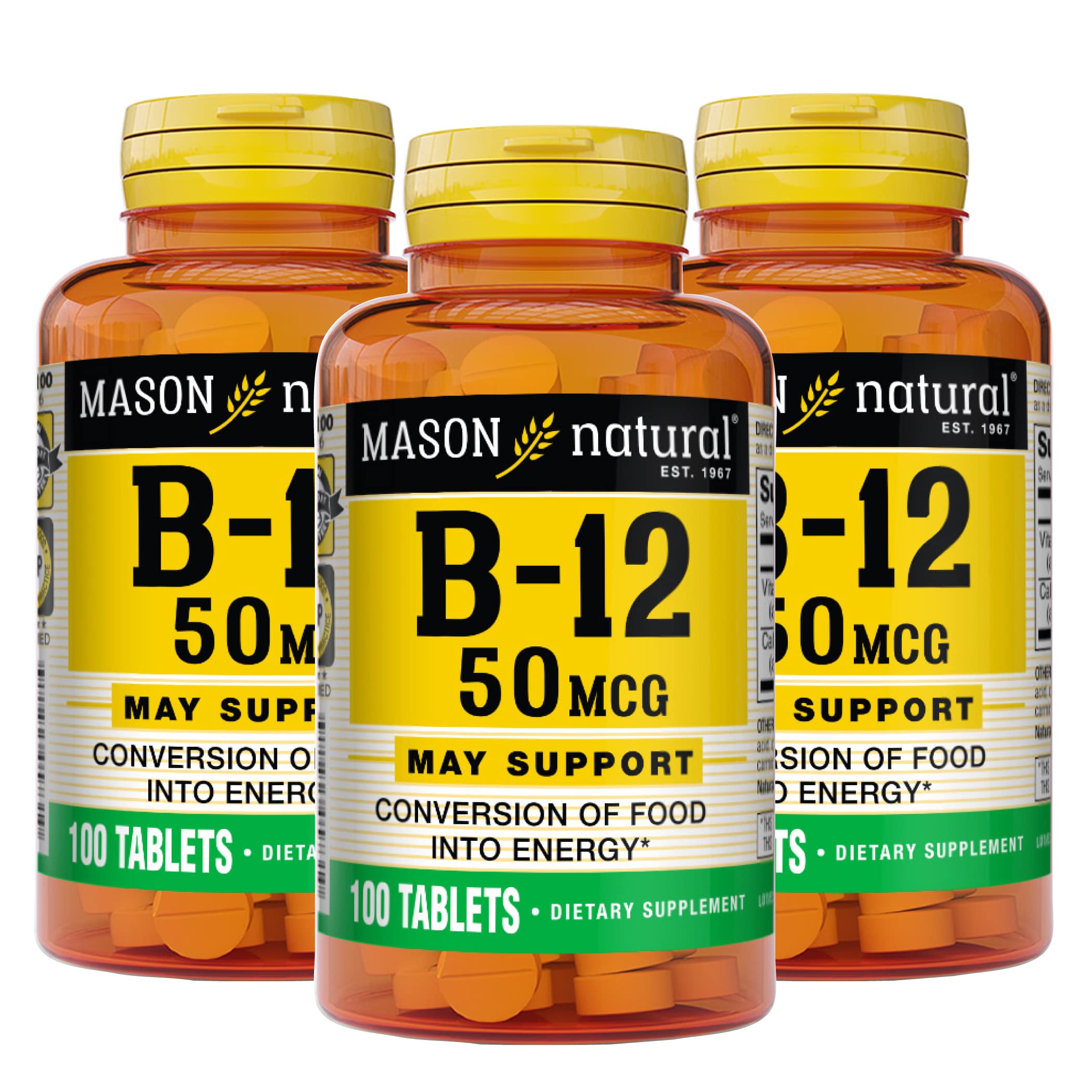 MASON NATURAL Vitamin B12 50 mcg with Calcium, 300-Day Supply, Dietary ...