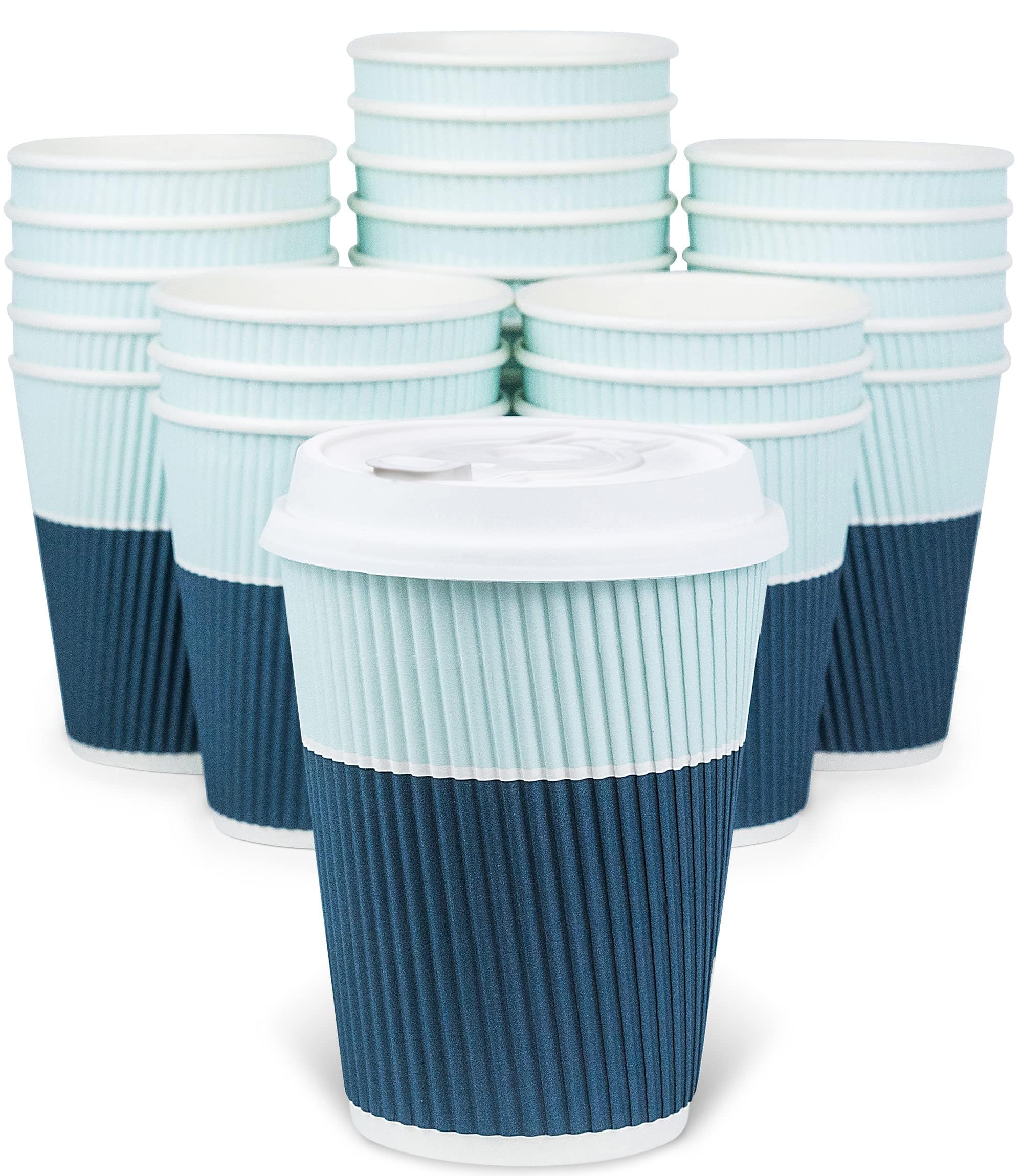 Disposable Coffee Cups With Lids - 12 oz To Go Coffee Cups (80 Set ...
