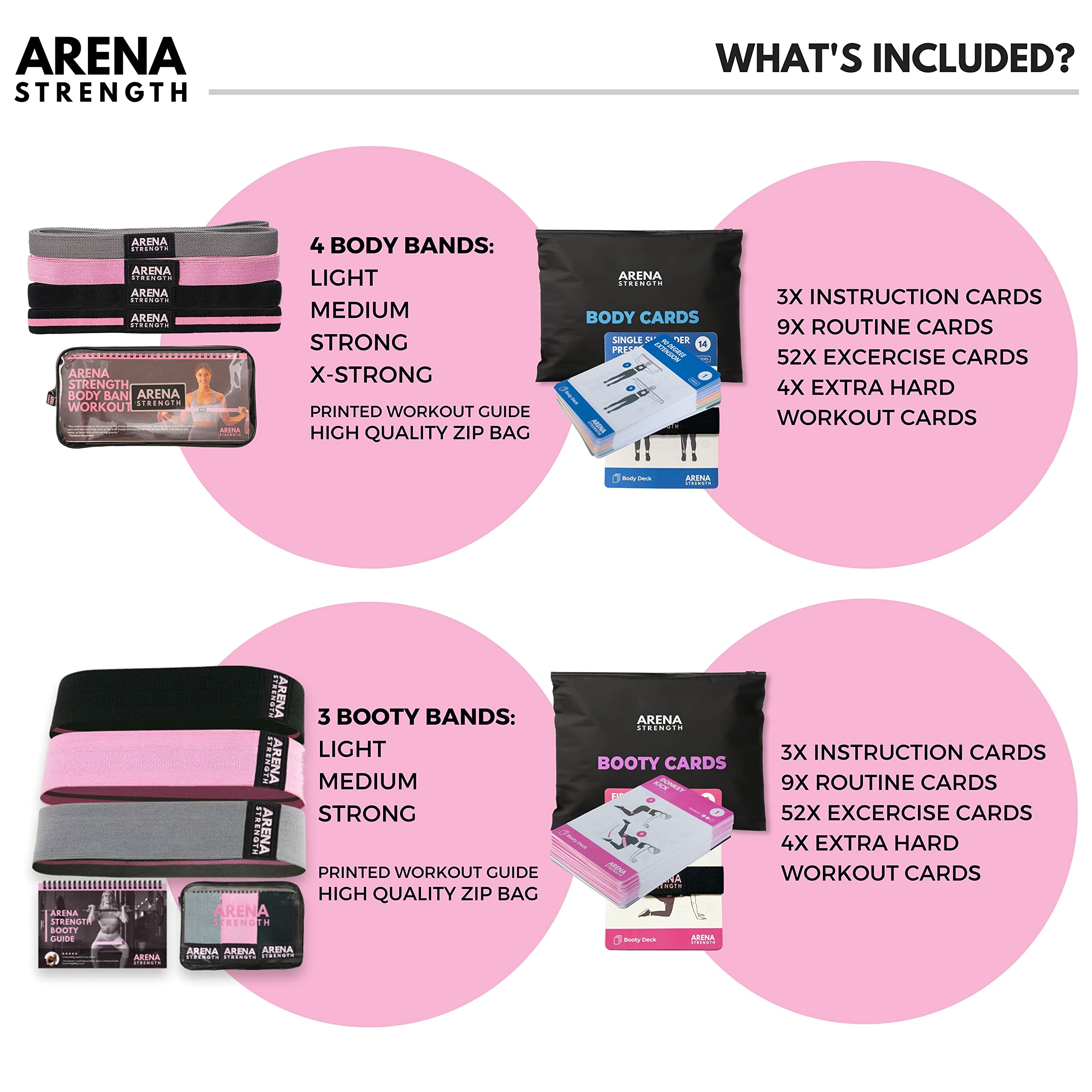Arena Strength Resistance Bands & Exercise Card Deck Bundle | Booty ...