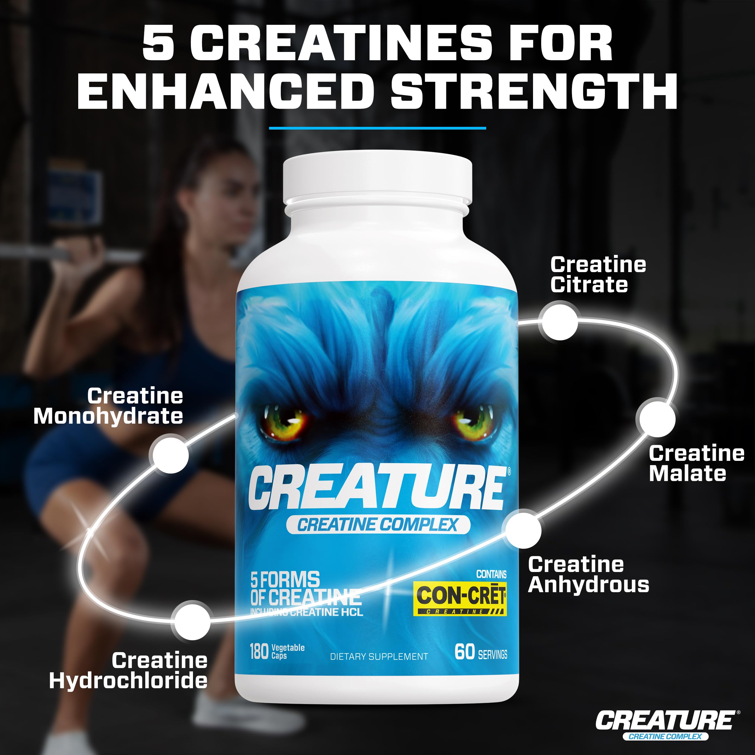 CREATURE® Creatine Complex - Creatine Monohydrate Capsules with 5 Types ...