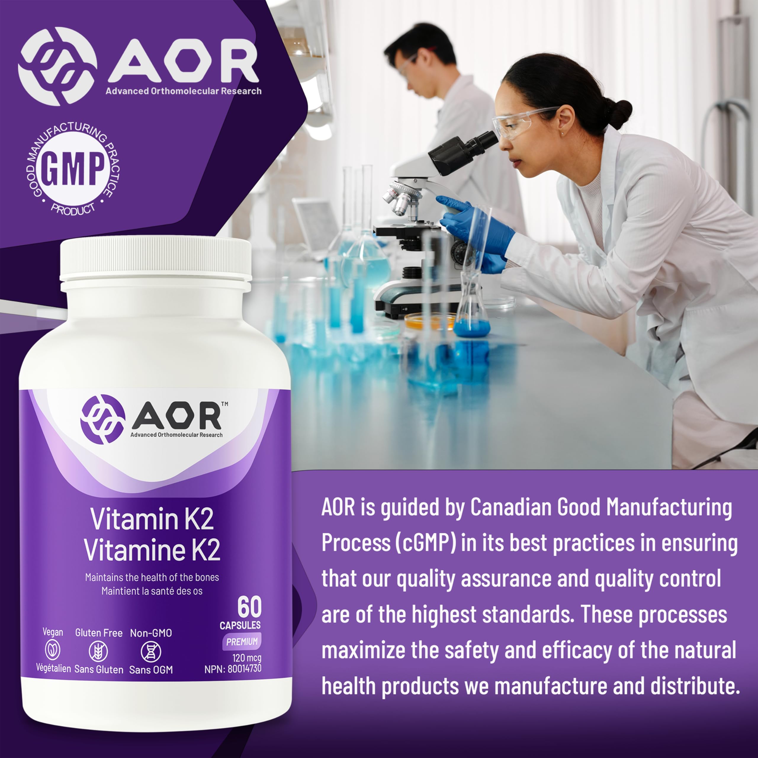 AOR Vitamin K2 120Mcg, 60 CT - LifeIRL