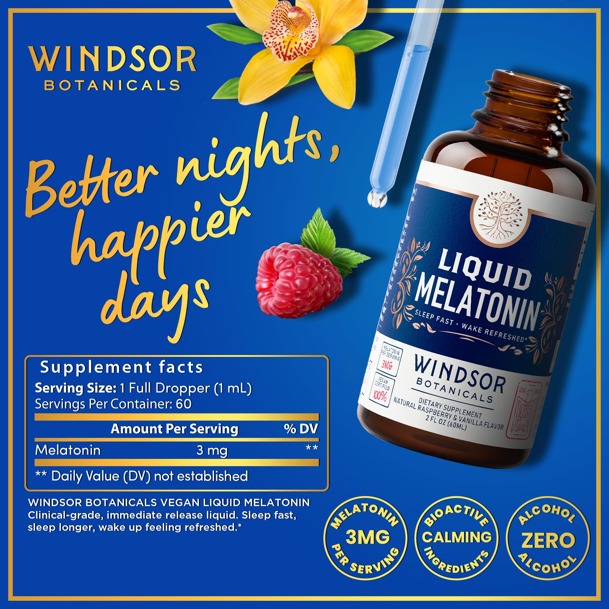 WINDSOR BOTANICALS Liquid Melatonin 3mg and Thermogenic Multi Collagen ...