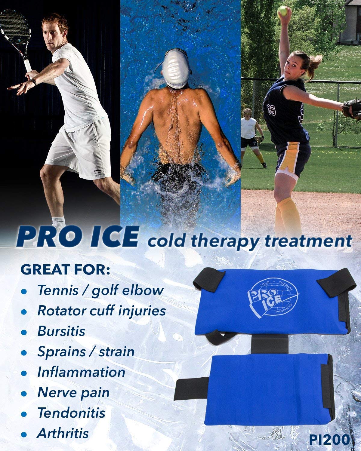 PRO ICE Shoulder Elbow Ice Therapy Wrap - Excellent for Treating ...