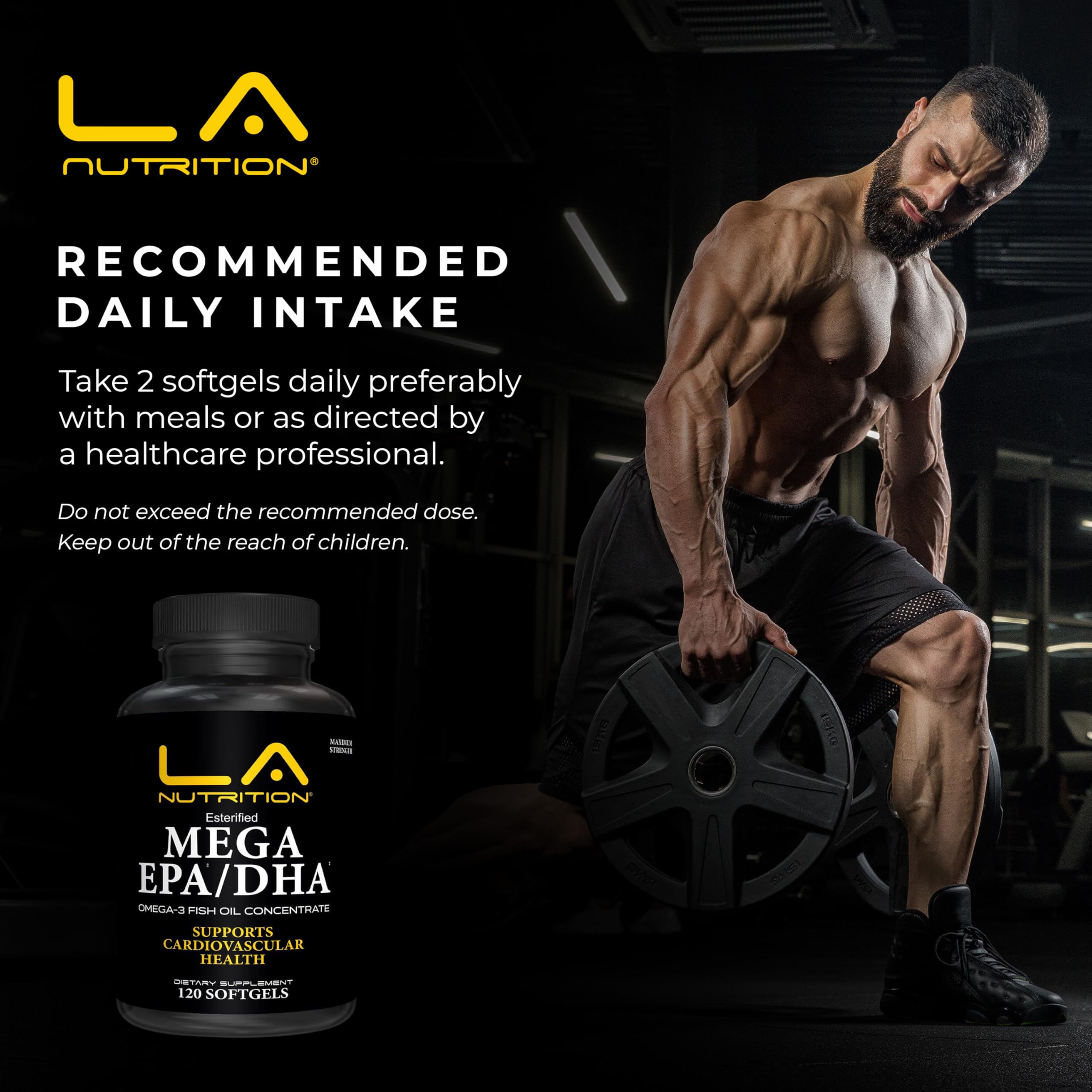 LA Nutrition Mega EPA/DHA Mega EPA DHA Omega 3 Supplement - 60-Day ...