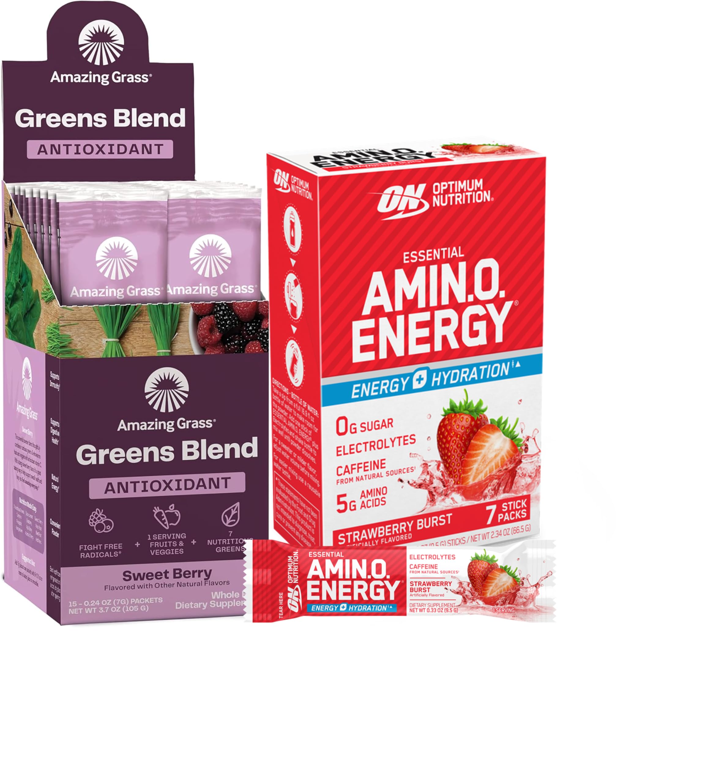 Amazing Grass Bundle of Optimum Nutrition Essential Amino Energy Plus ...
