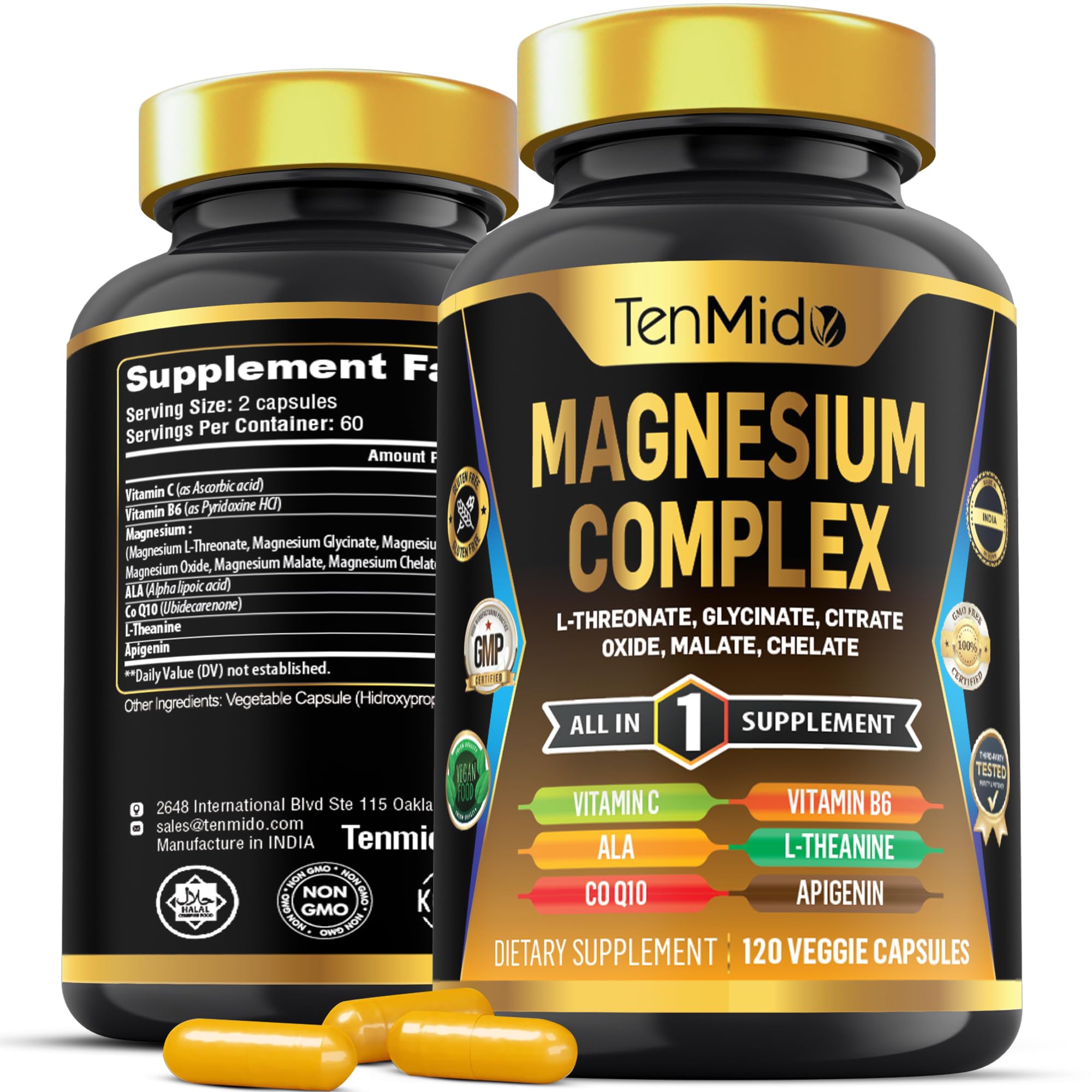 Magnesium Complex Supplement - 6 Types of Magnesium Glycinate, L ...