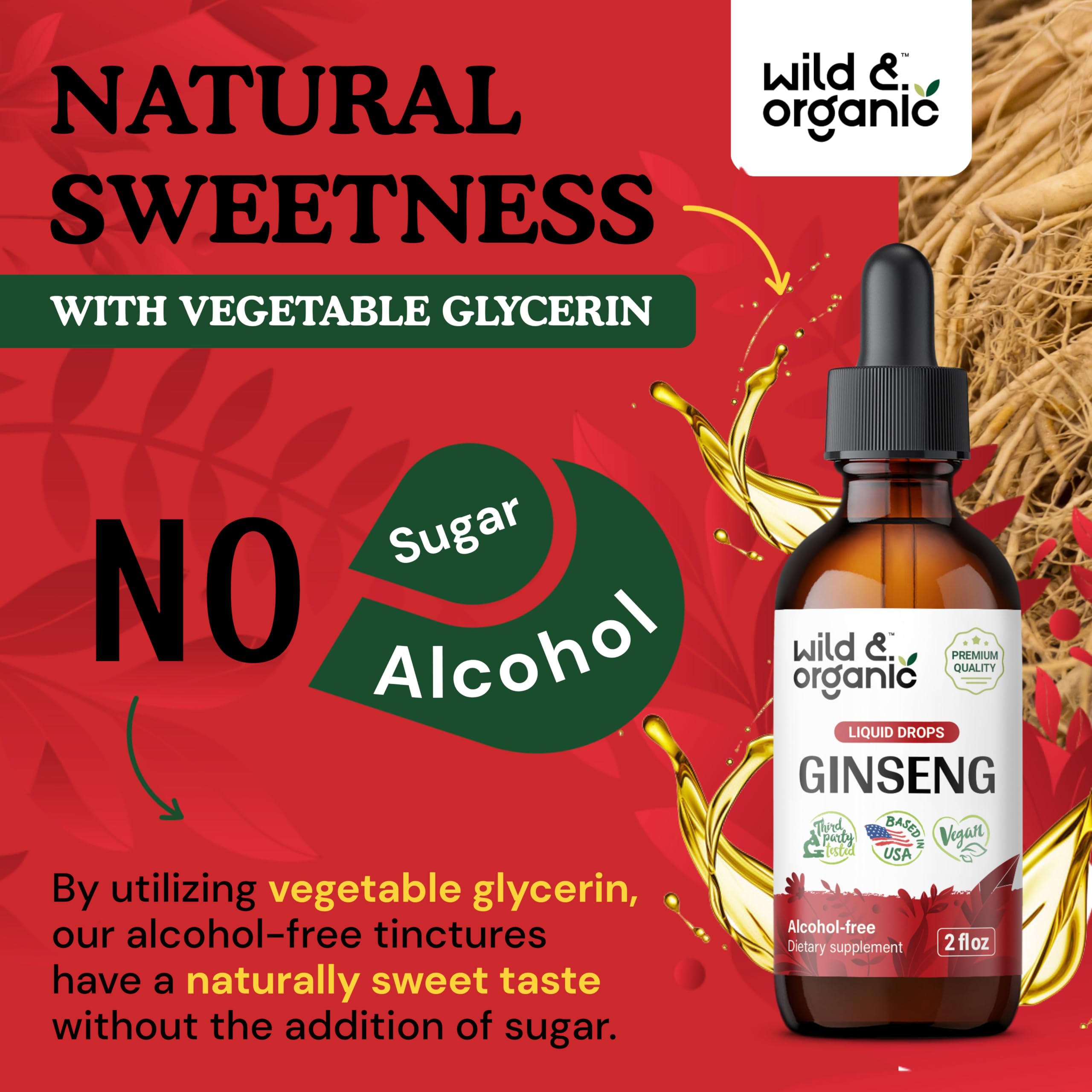 Wild & Organic Korean Red Ginseng Extract Drops - Panax Ginseng ...