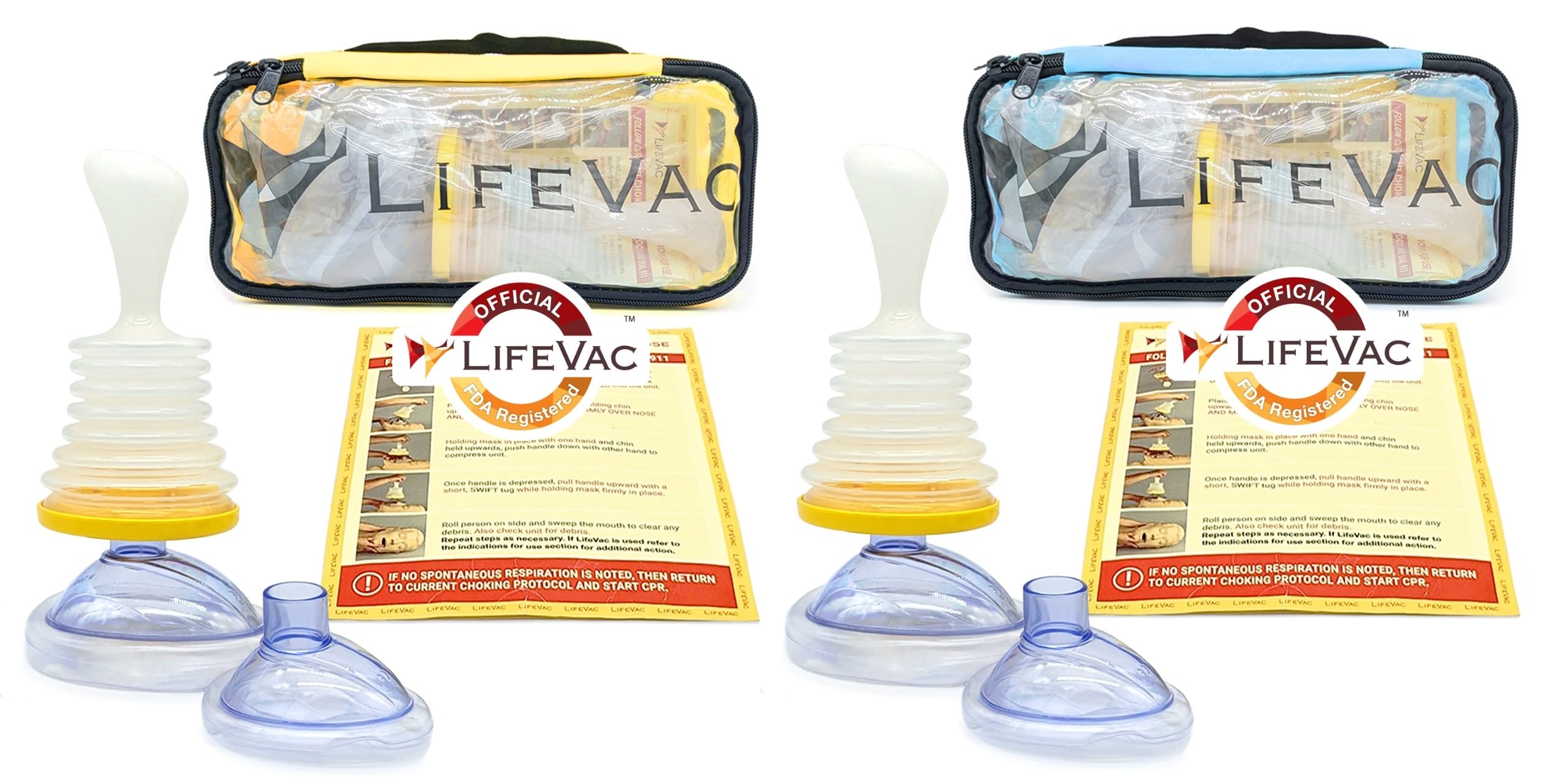 LifeVac Yellow & Blue Travel Kit Combo - Portable Suction Rescue Device ...