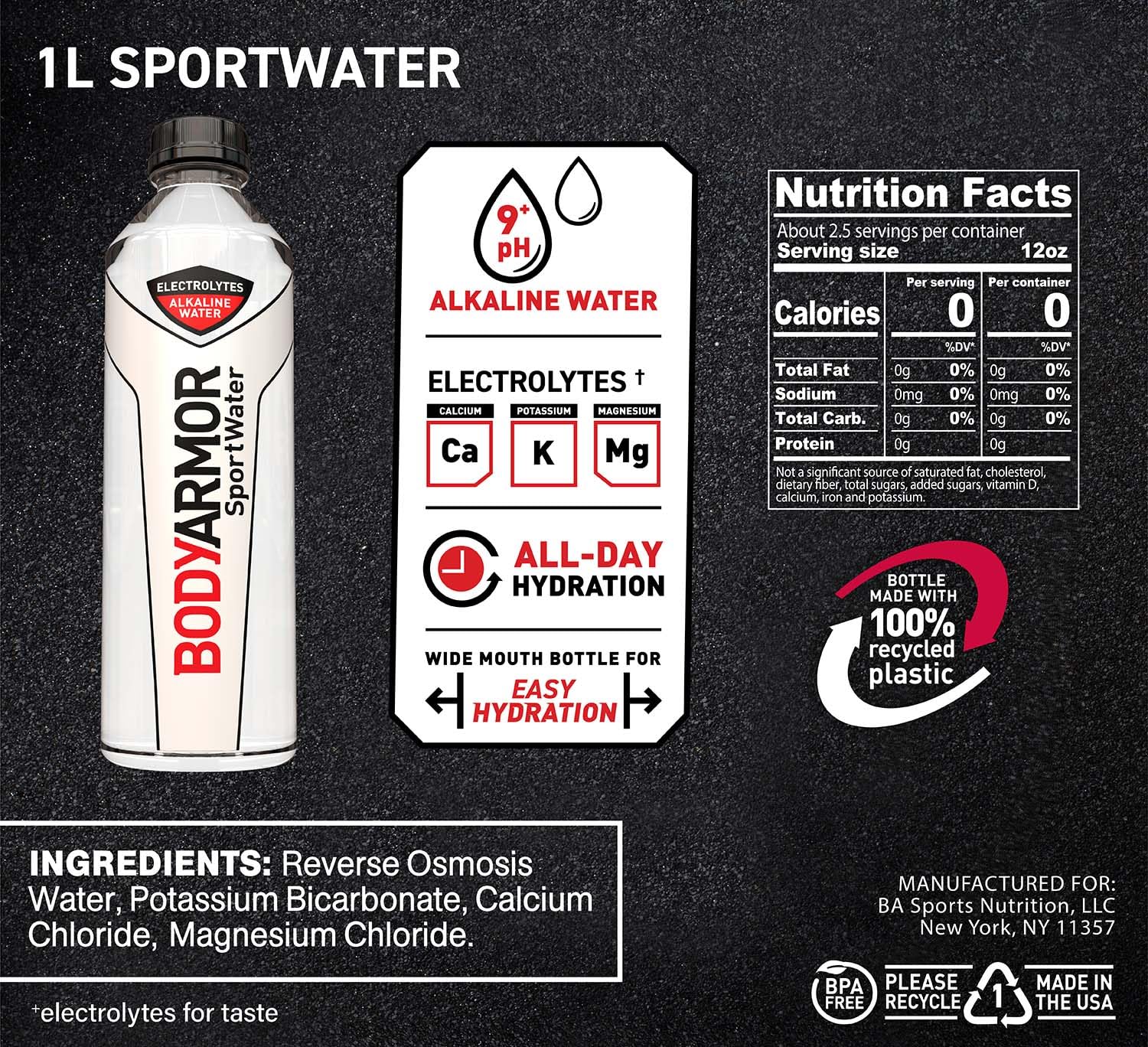 BODYARMOR SportWater Alkaline Water, Superior Hydration, High Alkaline ...