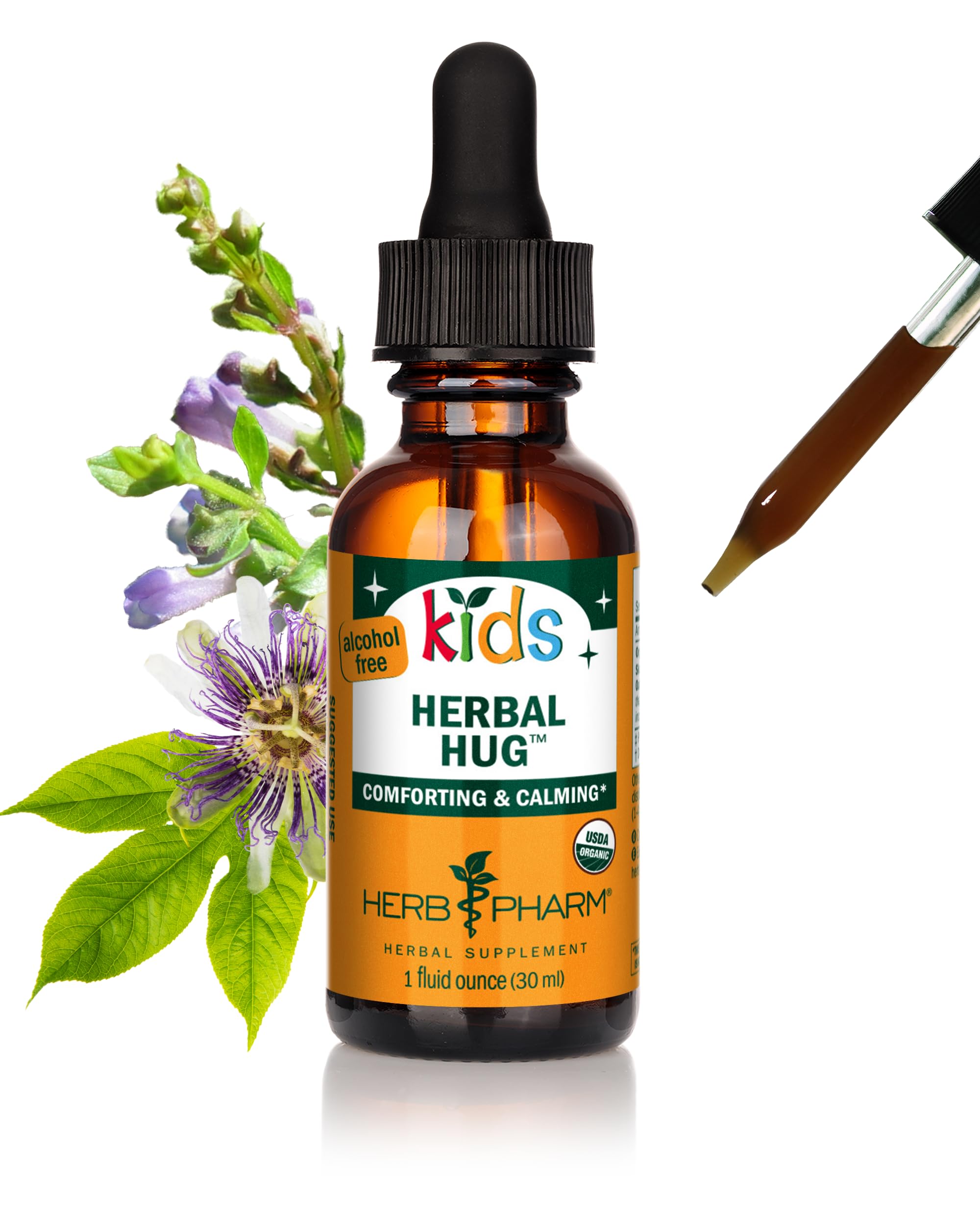 Herb Pharm Certified Organic Alcohol-Free Kids Herbal Hug Liquid Herbal ...