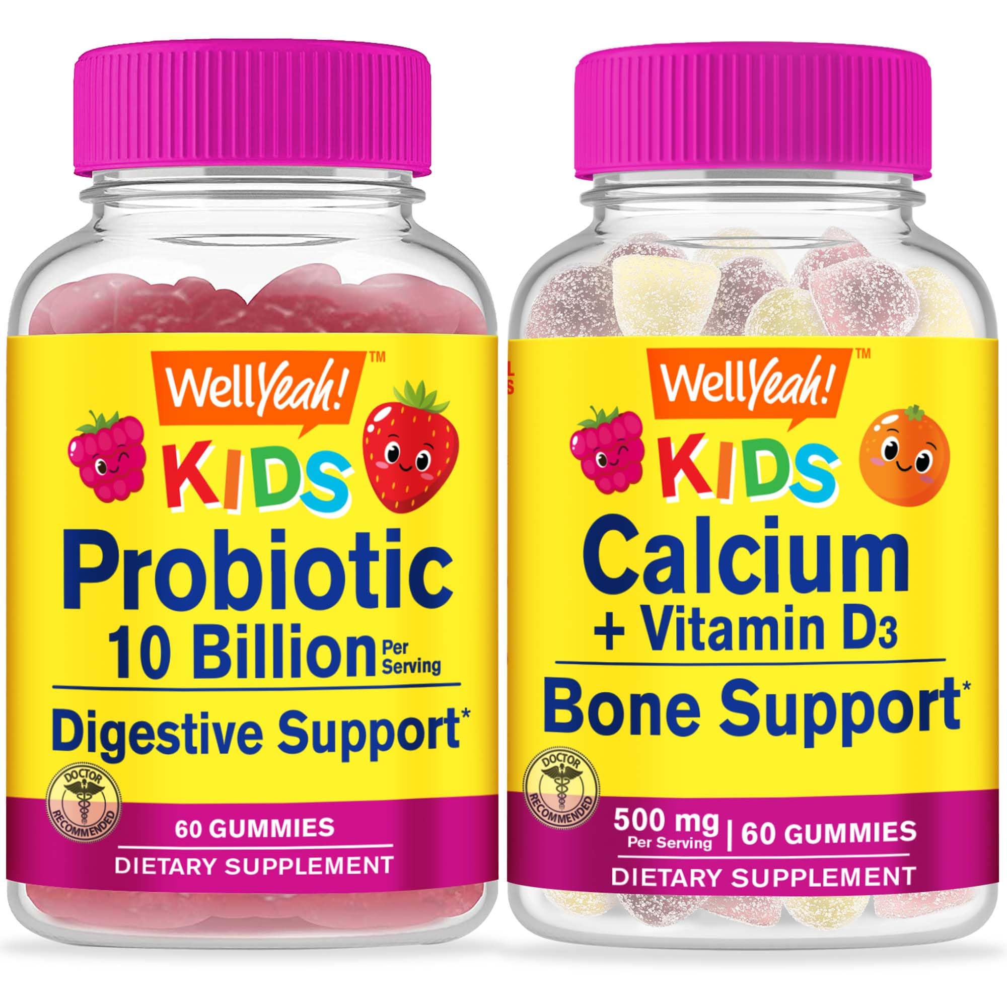 Probiotics 10B Kids + Calcium + Vitamin D3 Kids, Gummies Bundle - Great ...