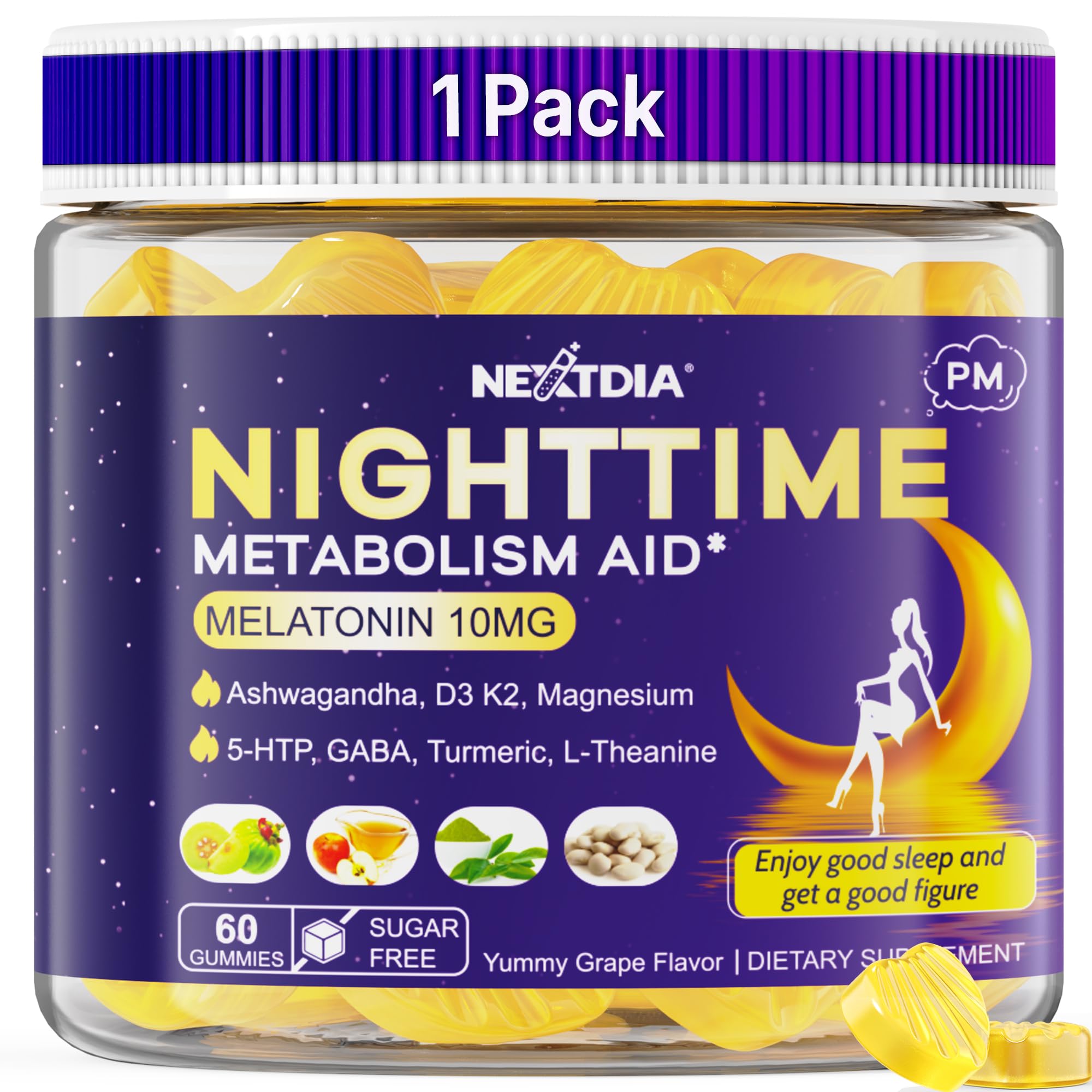 1Pack Melatonin 10mg 20mg Night Time Metabolism Sleep Gummies for ...