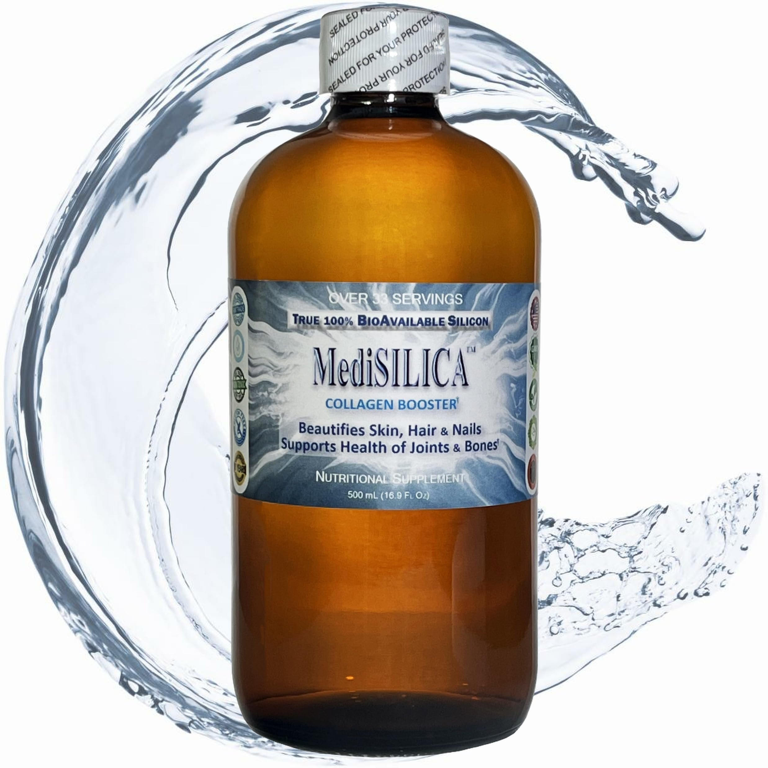 MediSILICA Collagen Booster Water-Soluble Silica Nutritional Supplement ...