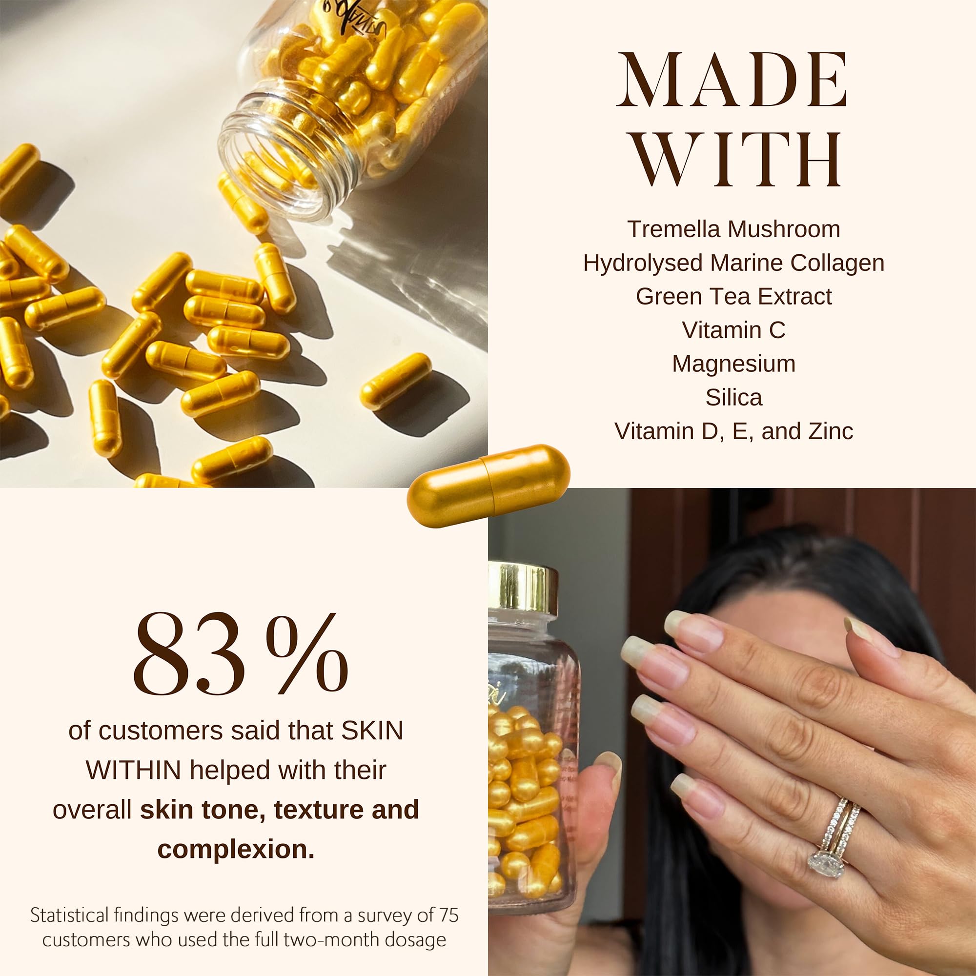 Skin Within Hair Skin & Nails Collagen Natural Dietary Supplement with ...