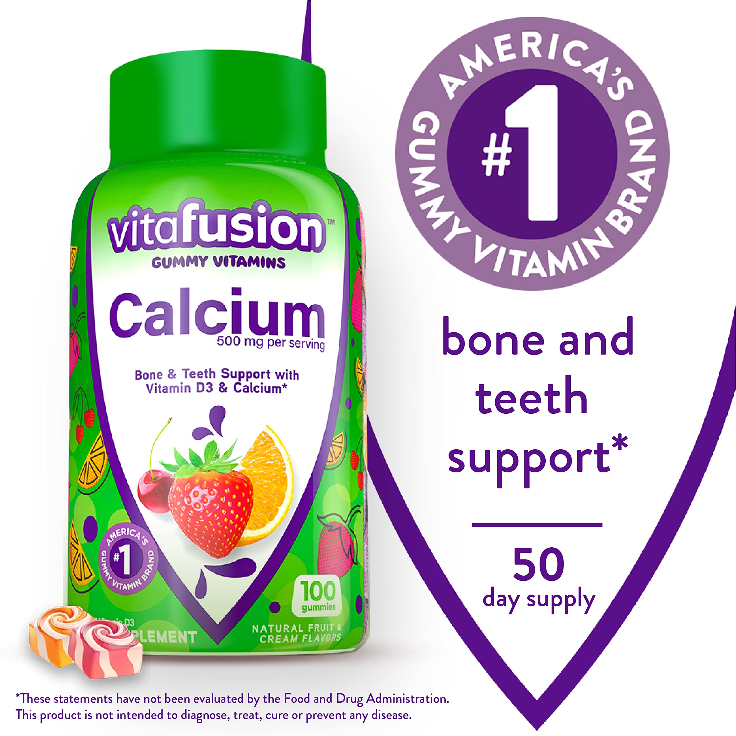 Vitafusion Chewable Calcium Gummy Vitamins for Bone and Teeth Support ...