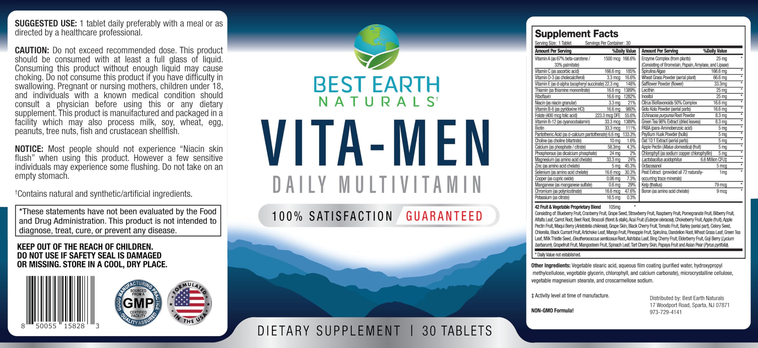 Best Earth Naturals Vita-Men Daily Multivitamin and Mineral Formula for ...