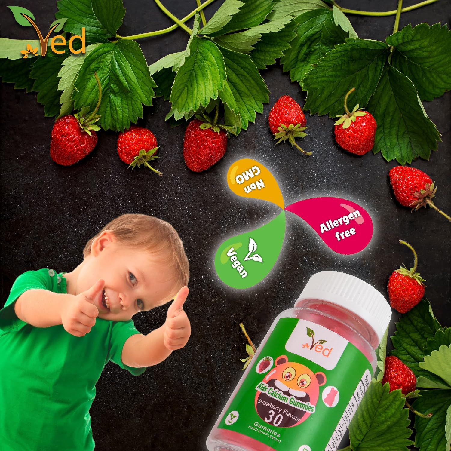 VED Kids Calcium Gummies for Calcium Supplement, Energy & Immune System ...