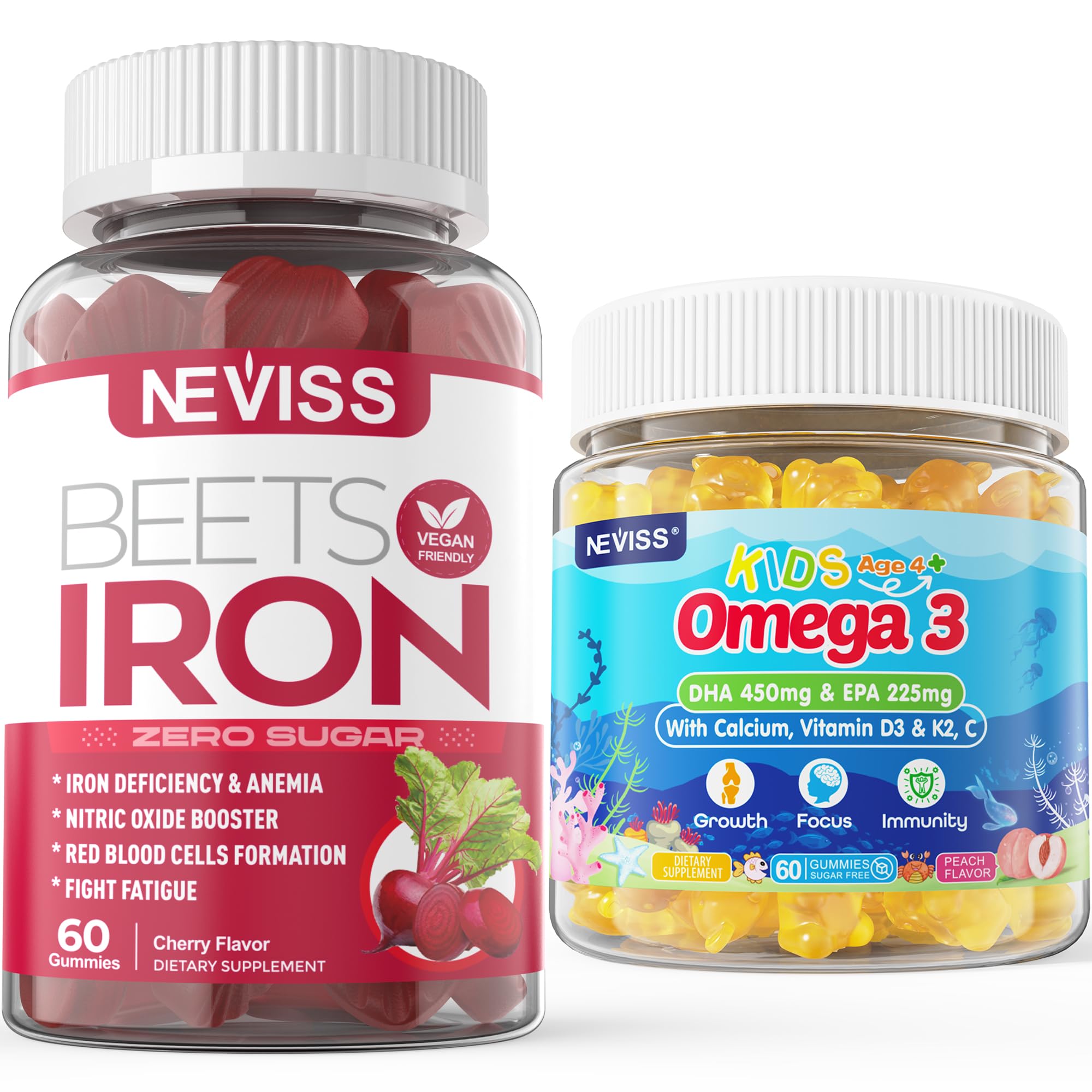 Iron Gummies 2 Pack + Kids Omega 3 Gummies 2 Pack - LifeIRL
